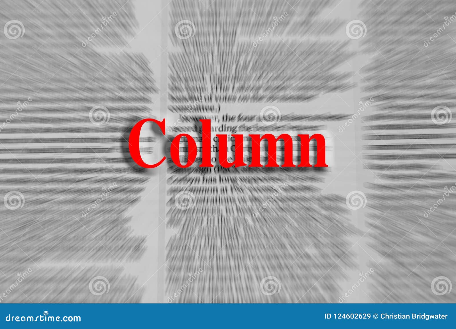 Column Written in Red with a Newspaper Article Blurred Stock Image ...