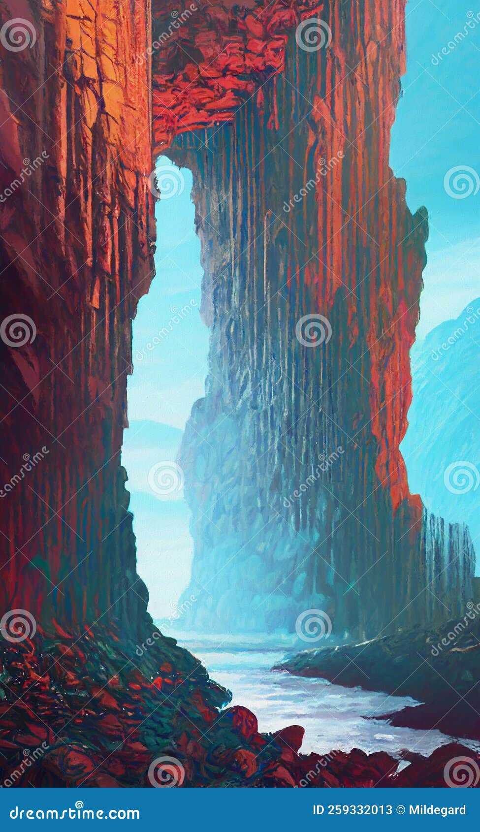Columnar Basalt - Abstract Fantasy Landscape Stock Illustration ...