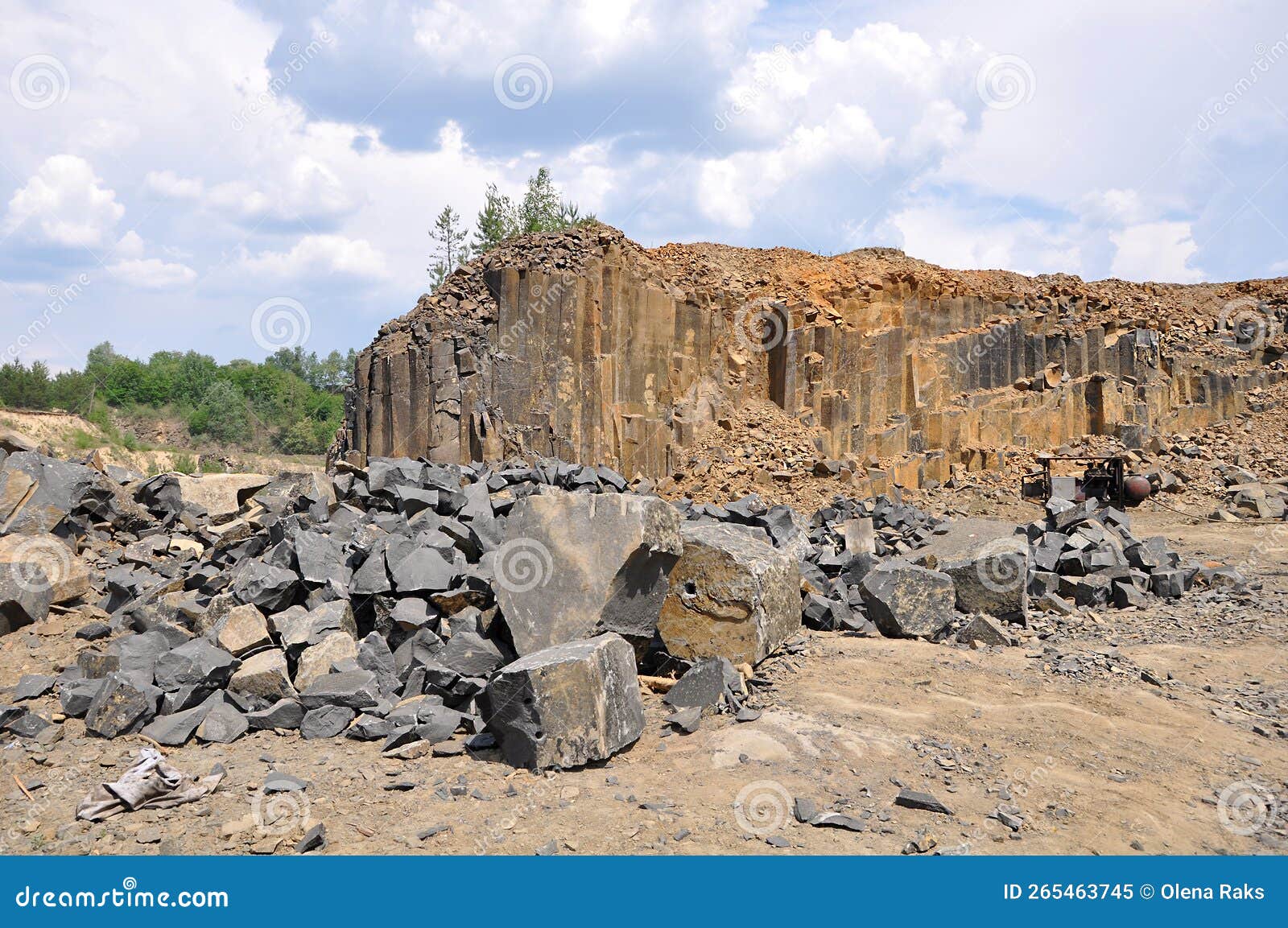Columnar Basalt Mining in the Quarry Stock Image - Image of quarry ...