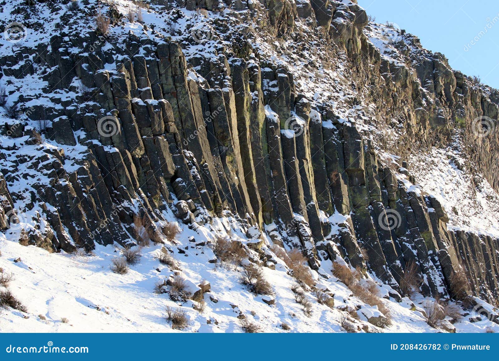 Columnar Basalt in the Snow Stock Photo - Image of wild, pillars: 208426782