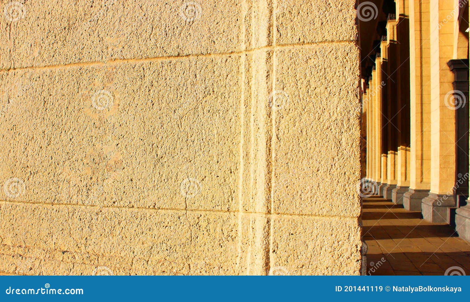 Columnar Building Details of Beige Marble Columns on the Building ...