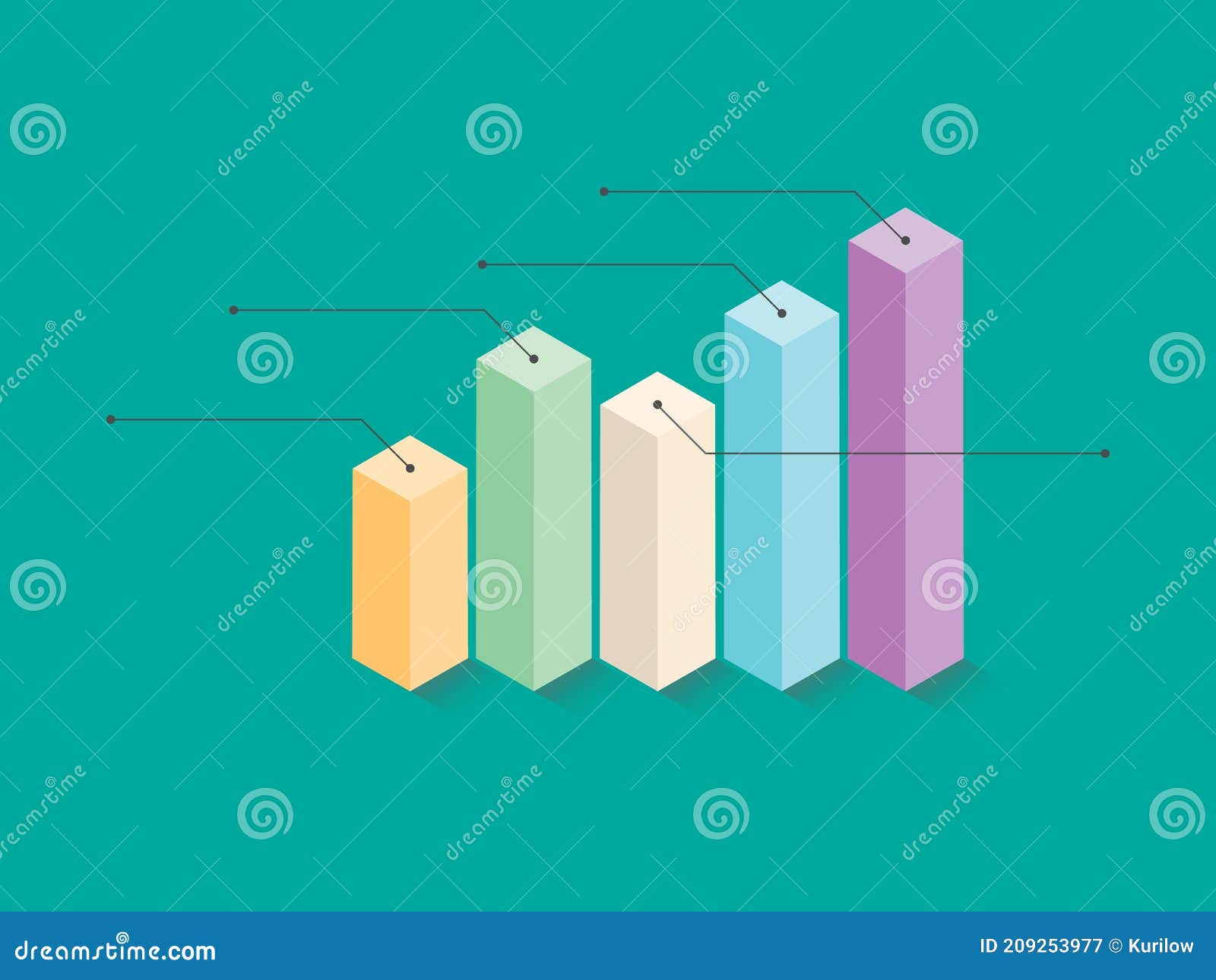 Columnar Business Chart. Growth Indicators Schedule Template. Color ...