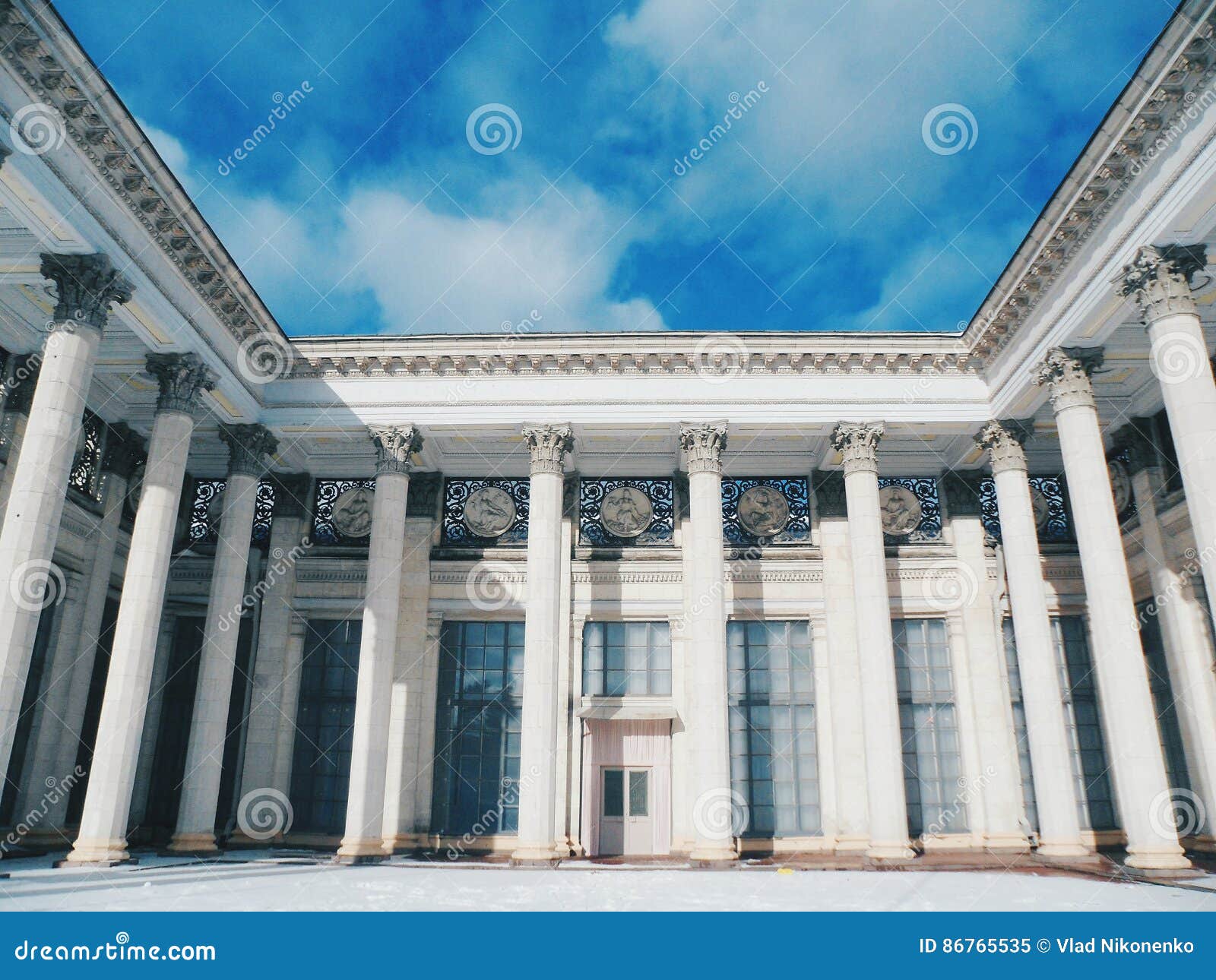 Columned Architecture of the Building at the Exhibition, Kiev Stock ...