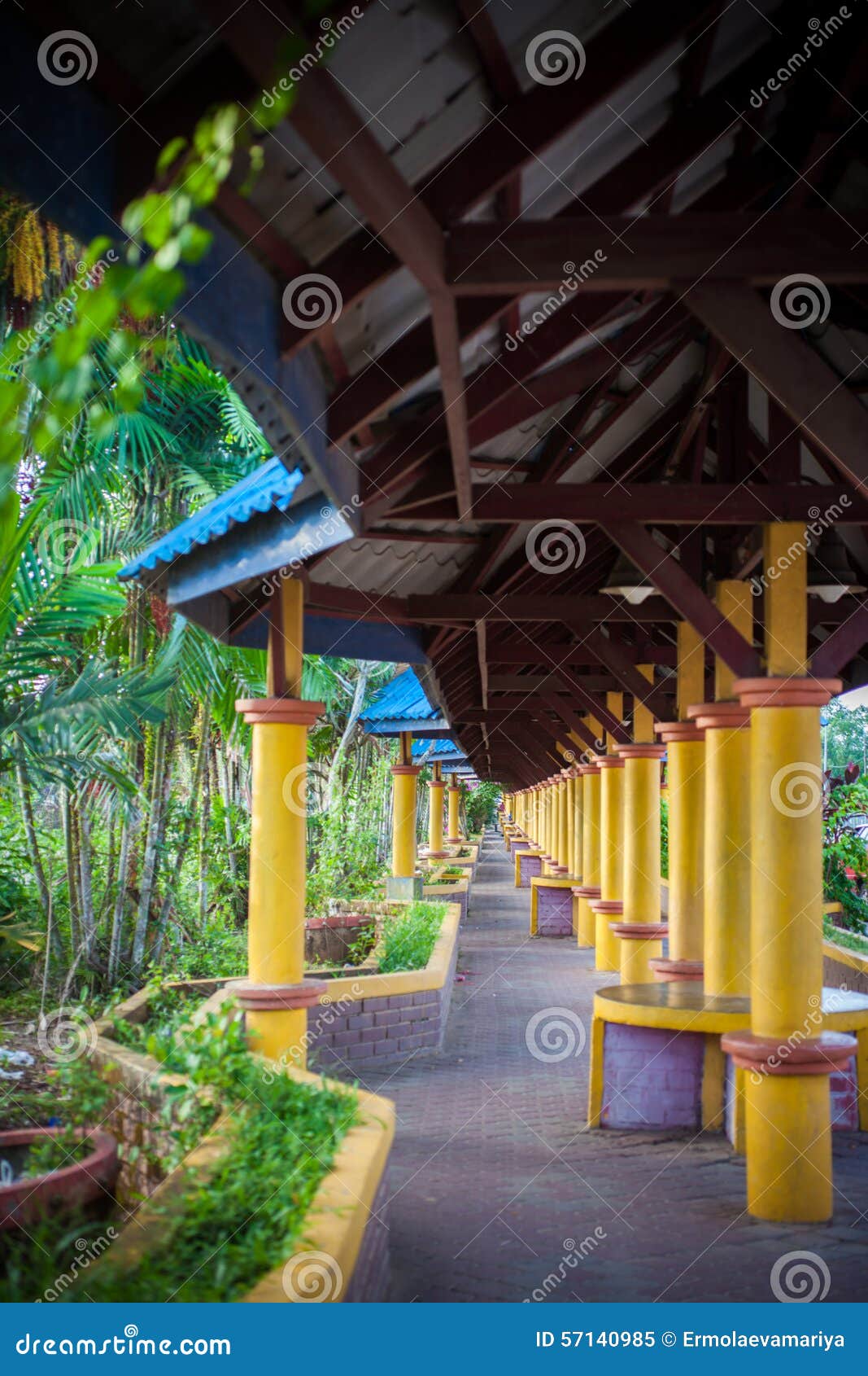 Columned Roofed Walkway or Corridor in Malaysia Stock Image - Image of ...