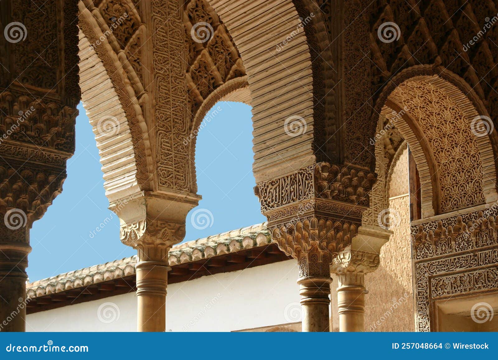 Columns of Alhambra Palace in Granada Stock Photo - Image of decoration ...
