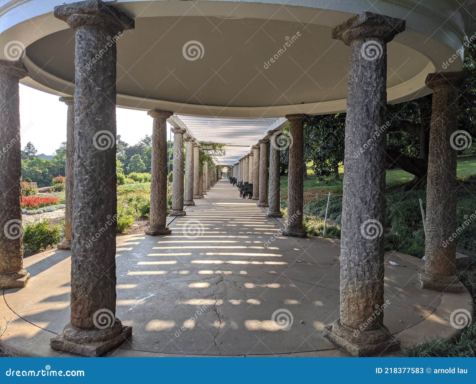 Columns Along a Garden Walkway Stock Image - Image of temple, walk ...