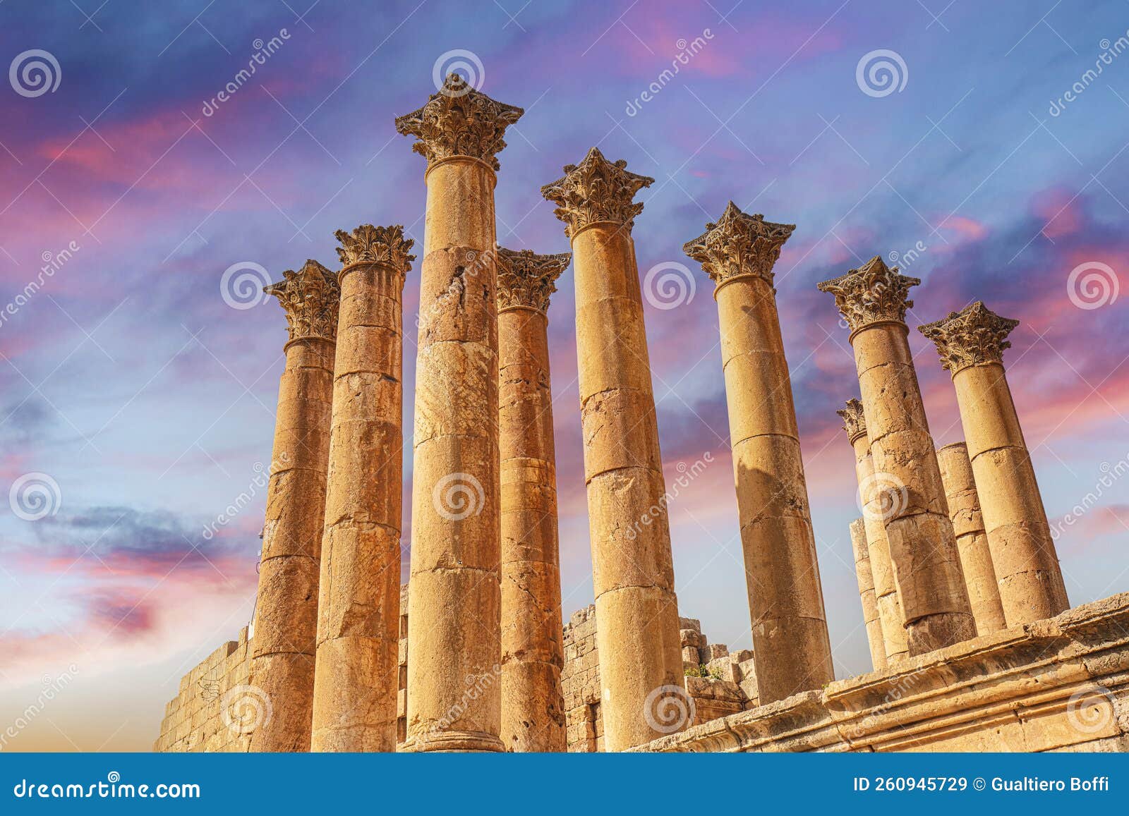 Columns in the Ancient City of Jerash Stock Image - Image of tourism ...