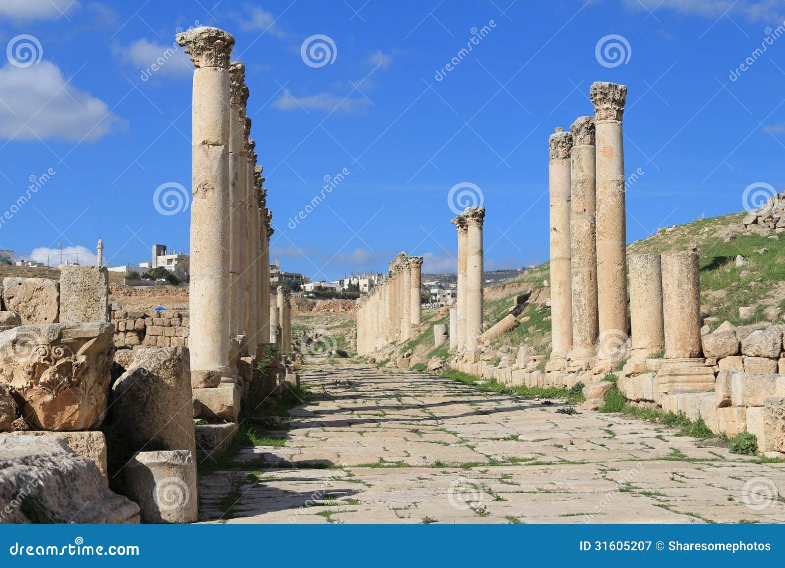 Columns at the Ancient City of Jerash Stock Image - Image of ancient ...