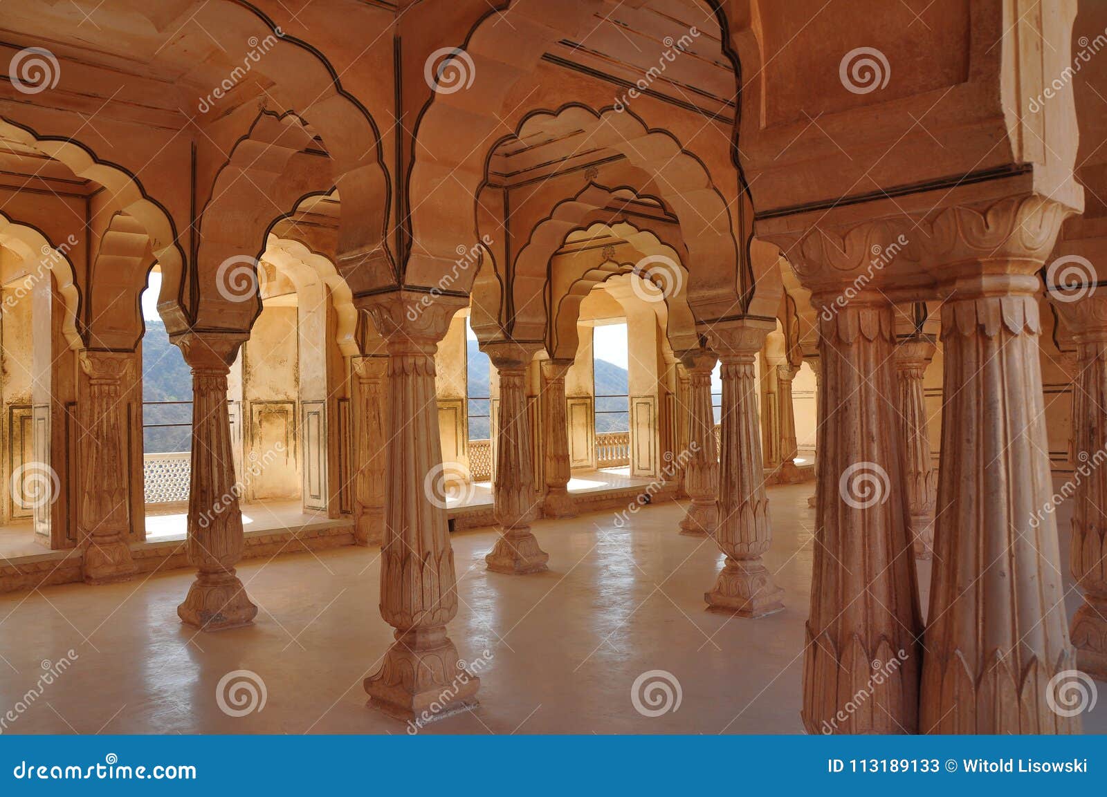 Columns in an Ancient Indian Pavilion on Jaipur Stock Image - Image of ...