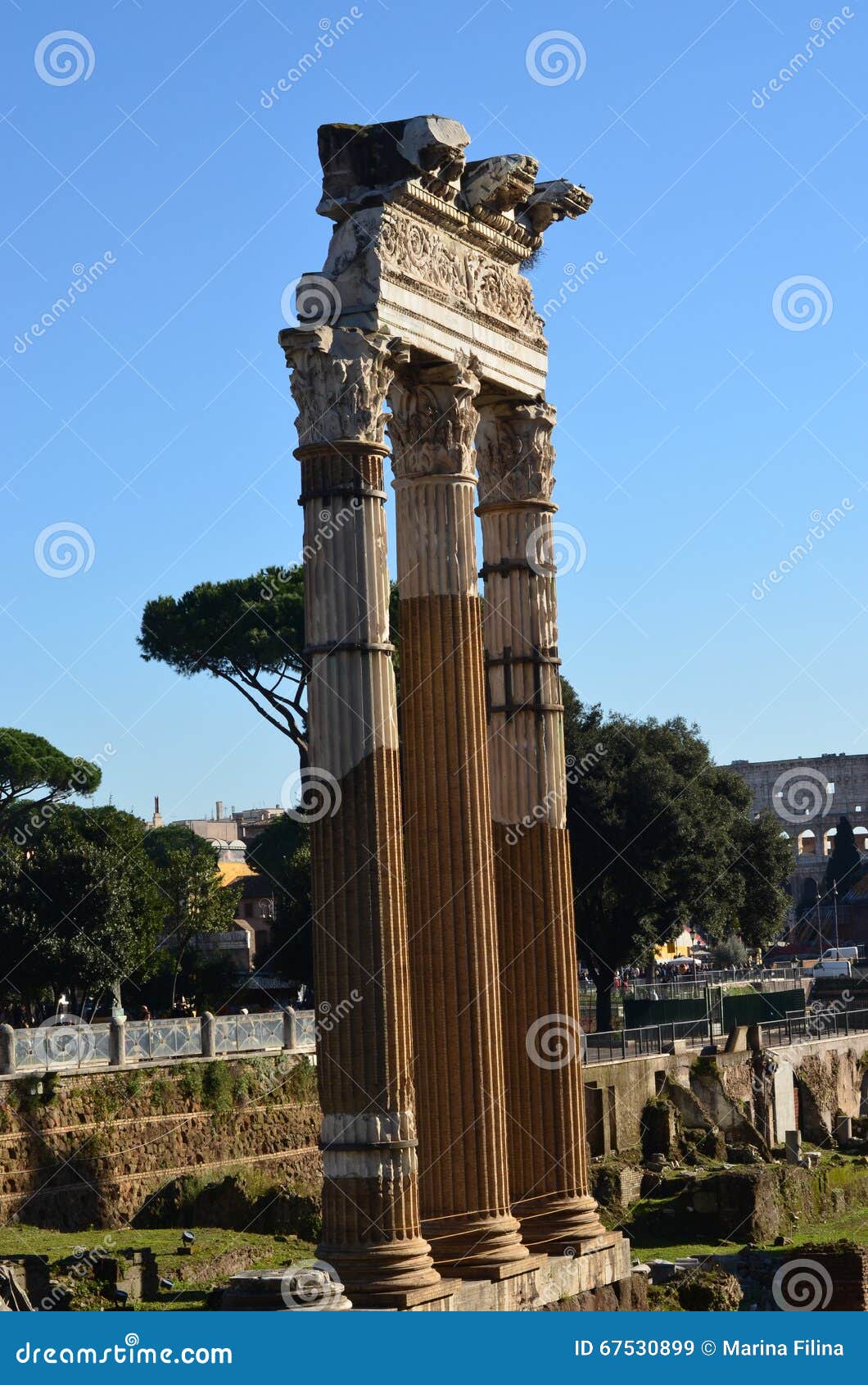 Columns in Ancient Rome stock image. Image of italy, travel - 67530899