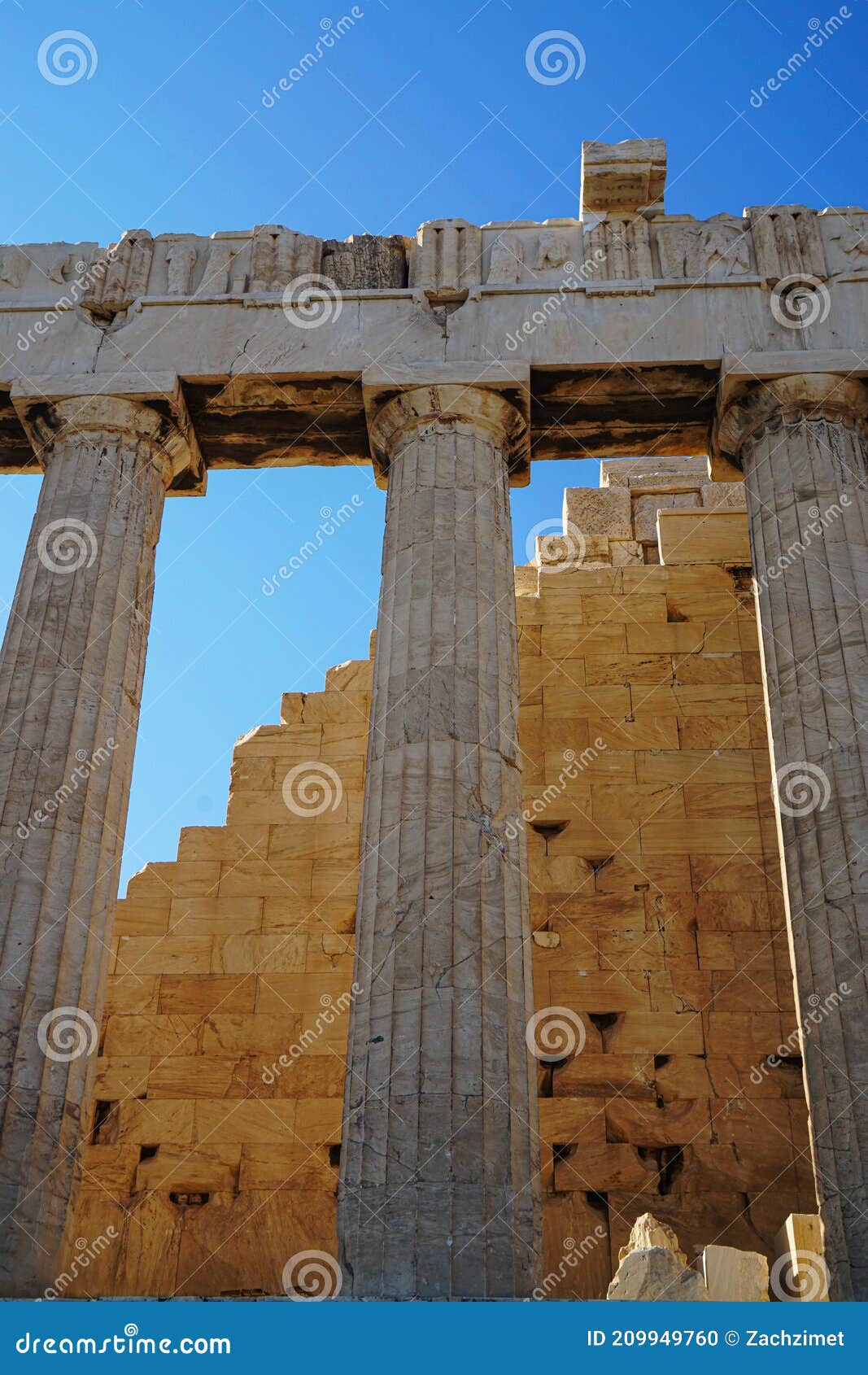 Columns and Angled Stone Intersect at the Acropolis Stock Photo - Image ...