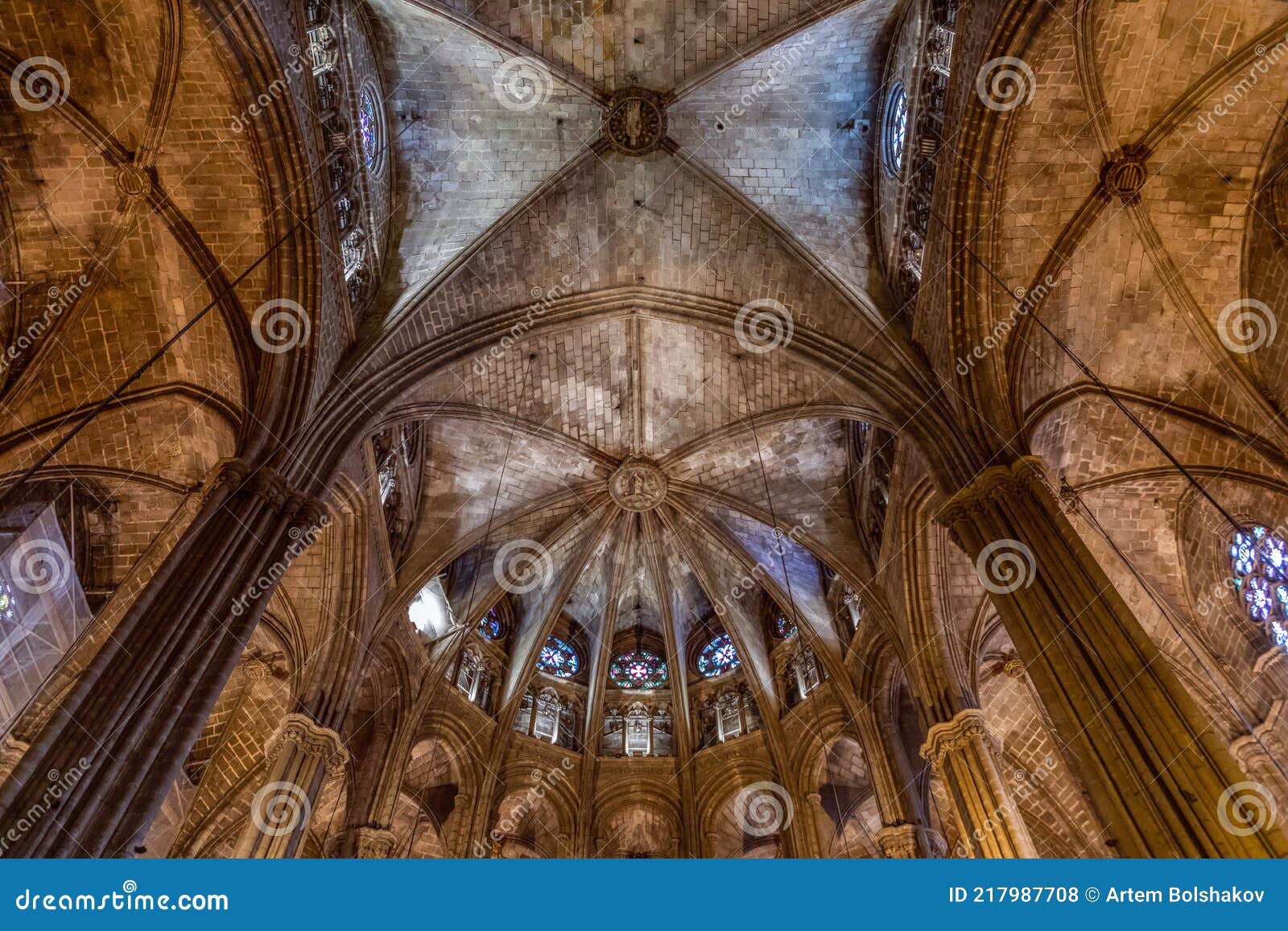 Old Columns With Gothic Allegorical Figures Of 15th Century Town Hall ...