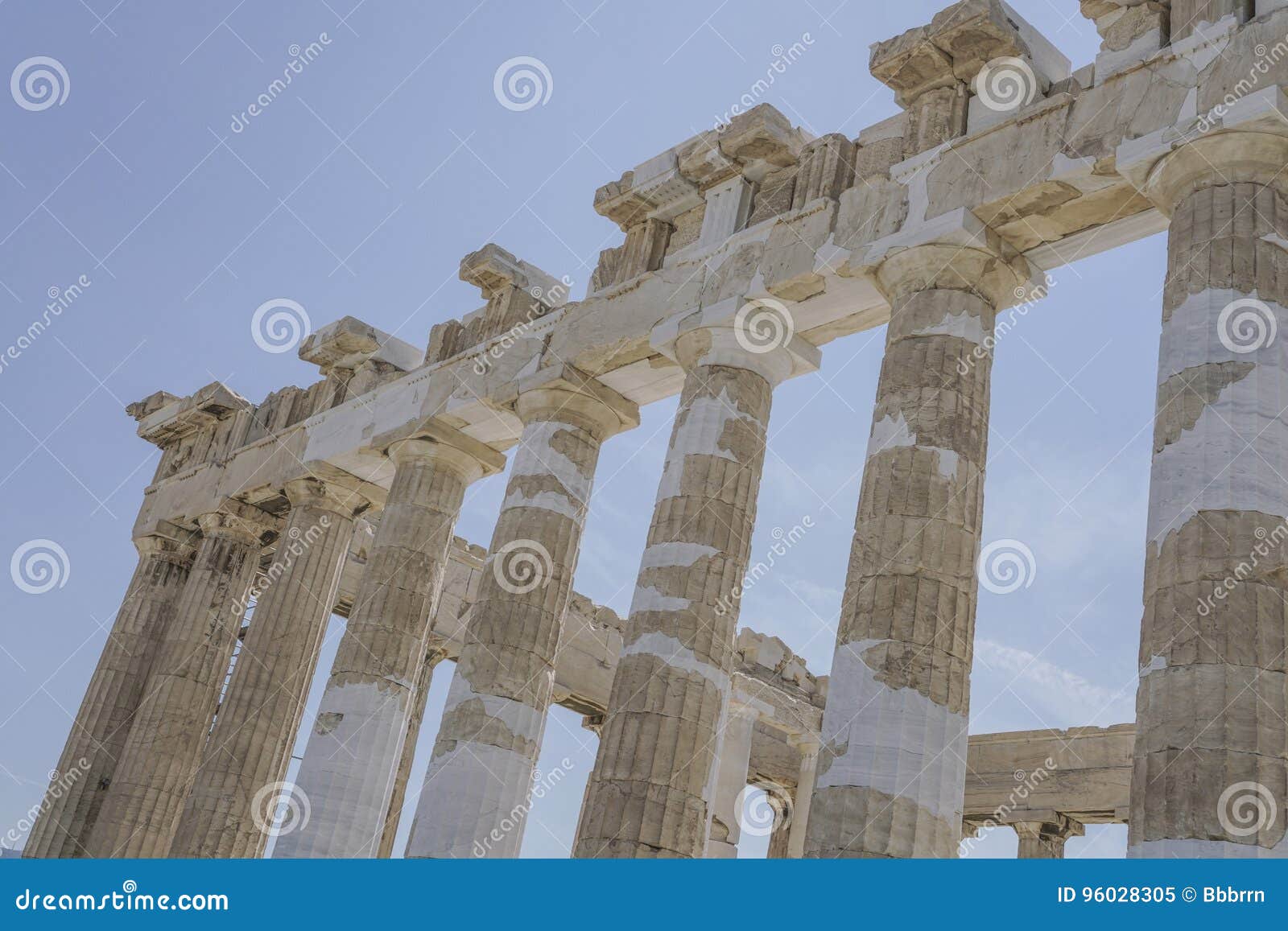 Columns on the Athenian Acropolis, in Athens, Greece. Stock Image ...