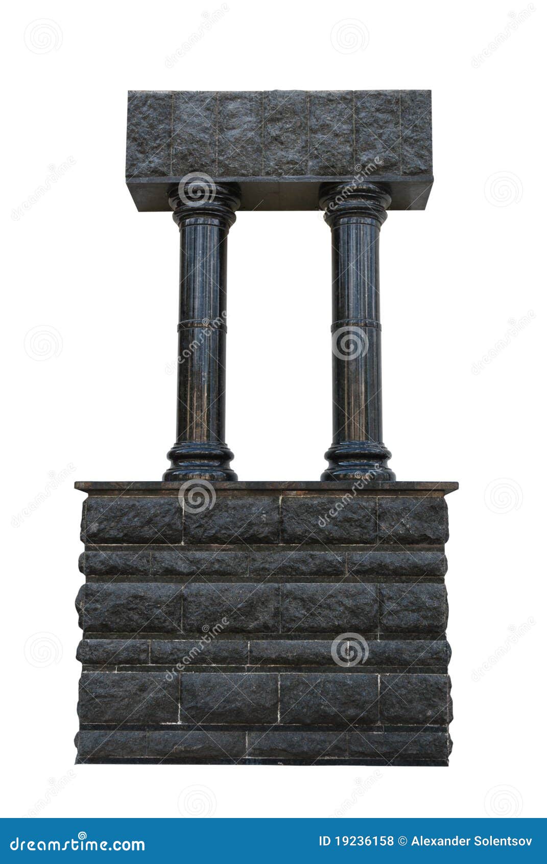 Columns of Black Polished Stone Stock Photo - Image of white, stone ...