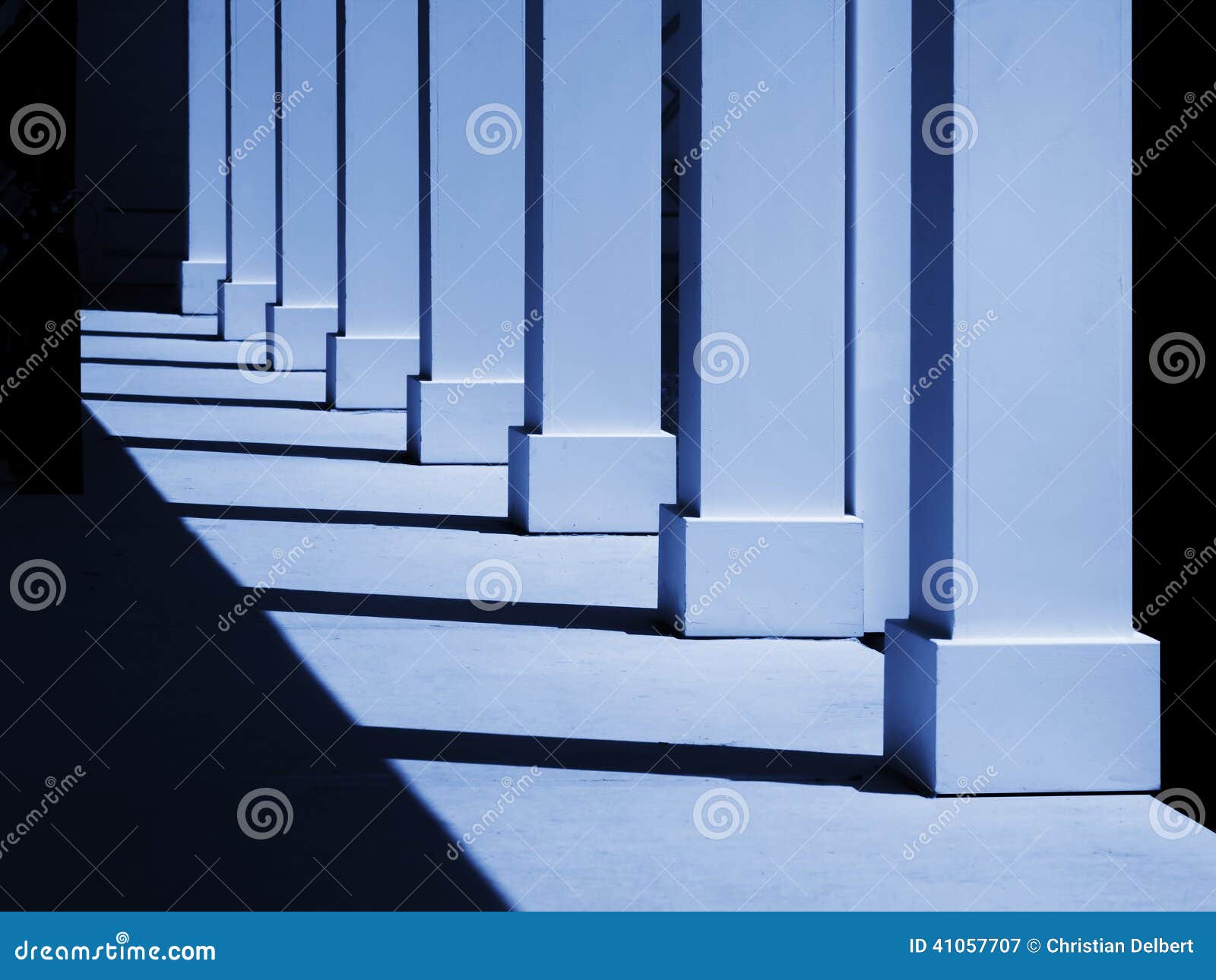 Columns in blue stock image. Image of recedes, distance - 41057707
