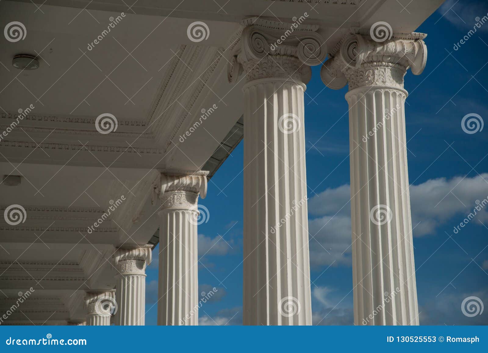 Columns on Blue Sky Background. Stock Image - Image of europe ...
