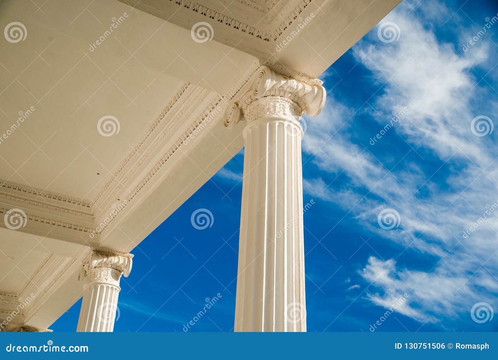 Columns on Blue Sky Background. Stock Photo - Image of outdoor, church ...