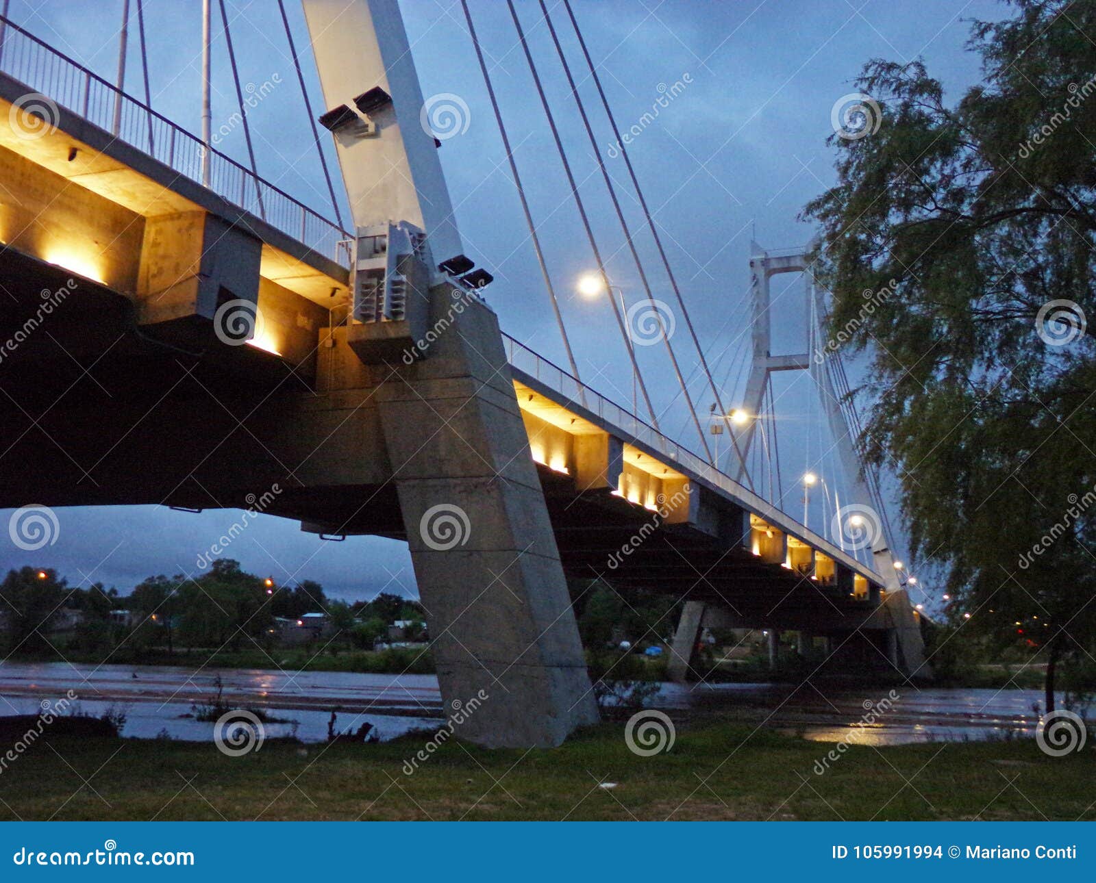 Columns of a Bridge Over the River Stock Photo - Image of columns ...