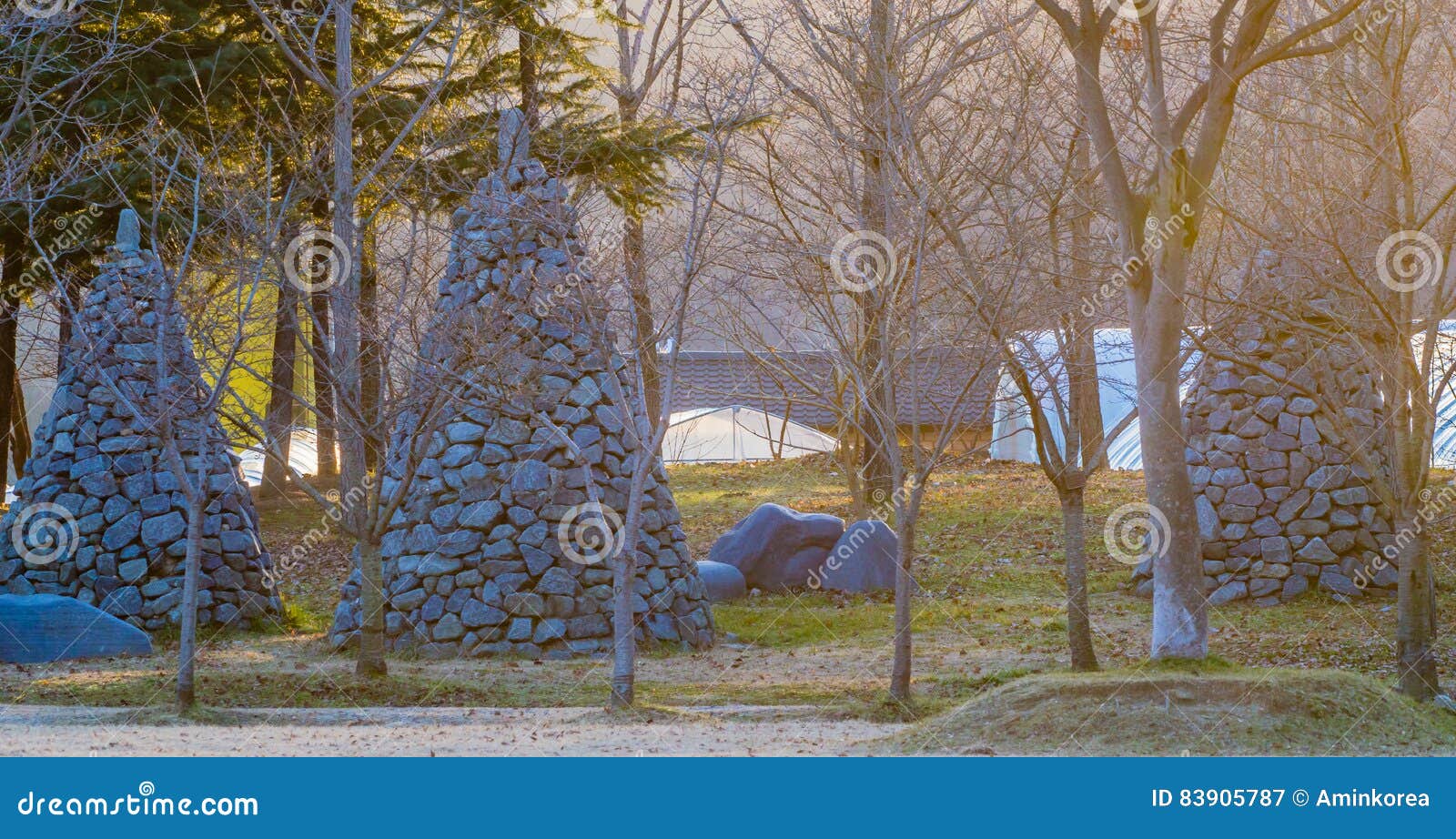 Columns Build in the Shape of Upside Down Cones Stock Image - Image of ...