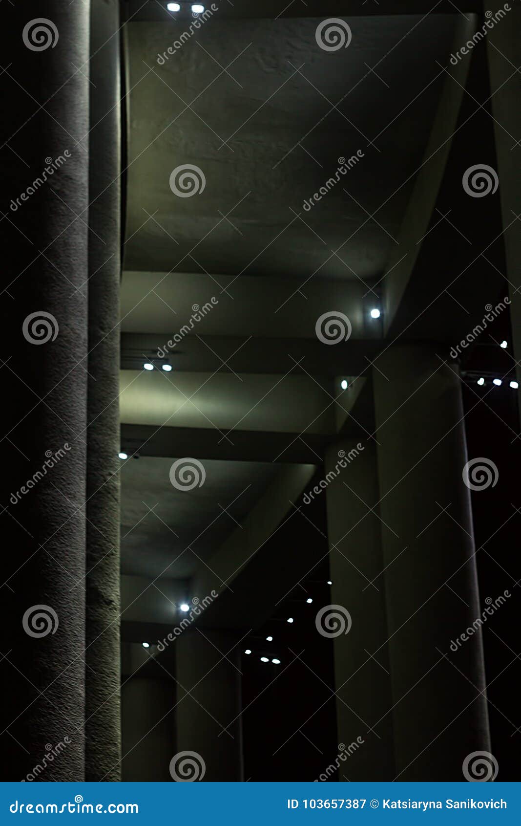 Columns of a Building with a Backlight from Above Stock Image - Image ...