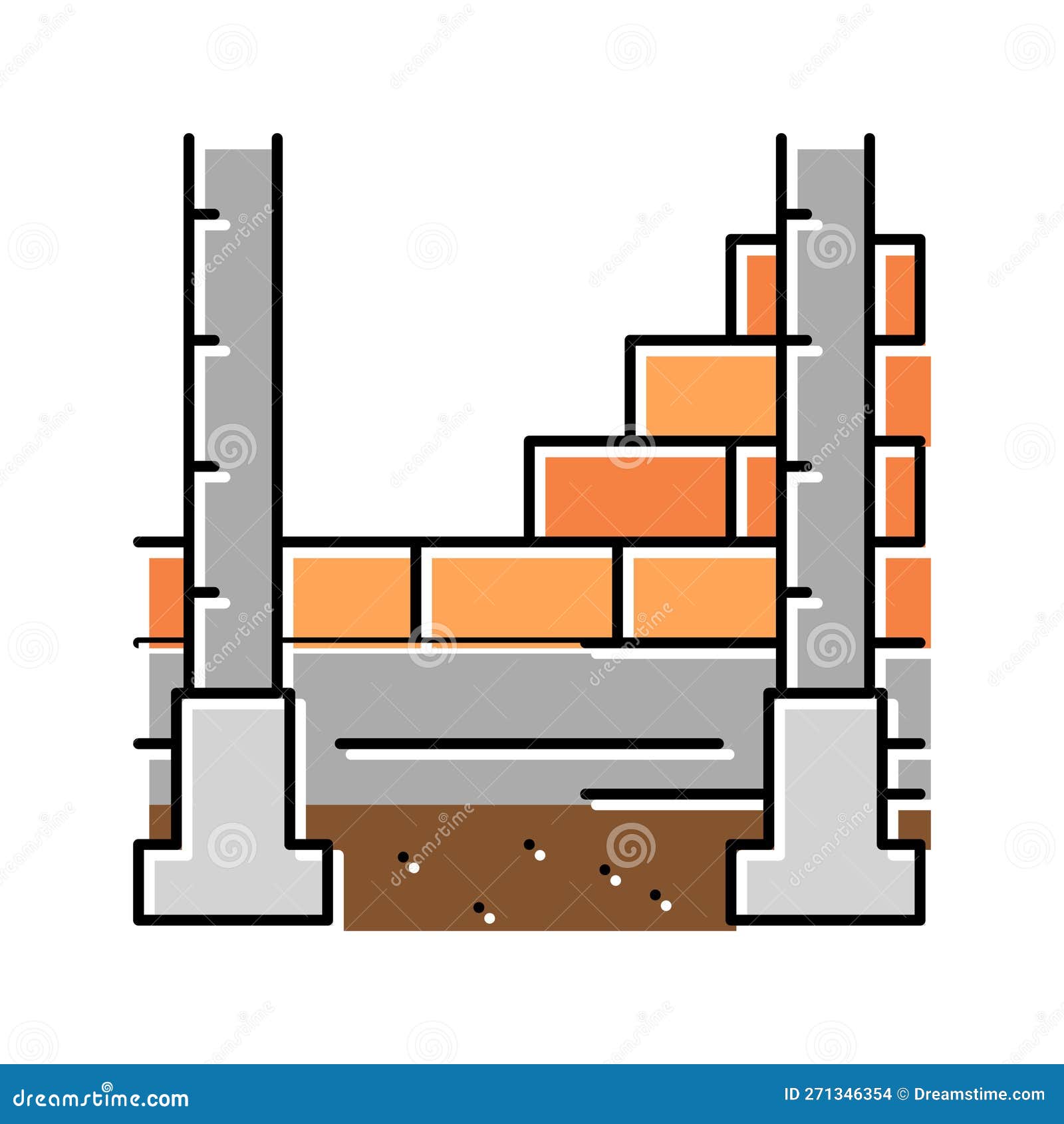 Columns Building Structure Color Icon Vector Illustration Stock Vector ...