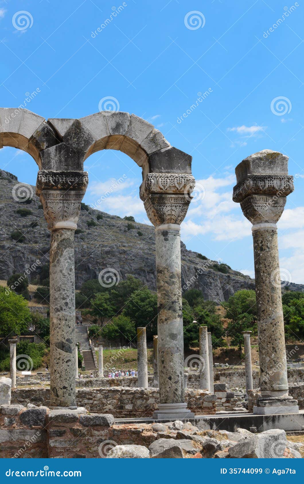 Columns in Christian Basilica in Philippi Stock Image - Image of pillar ...