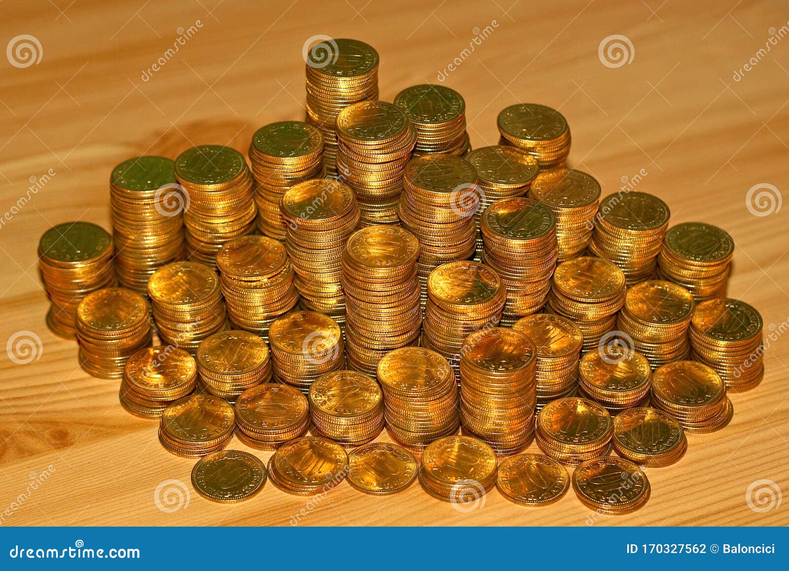 Columns of coins stock photo. Image of gold, wealth - 170327562