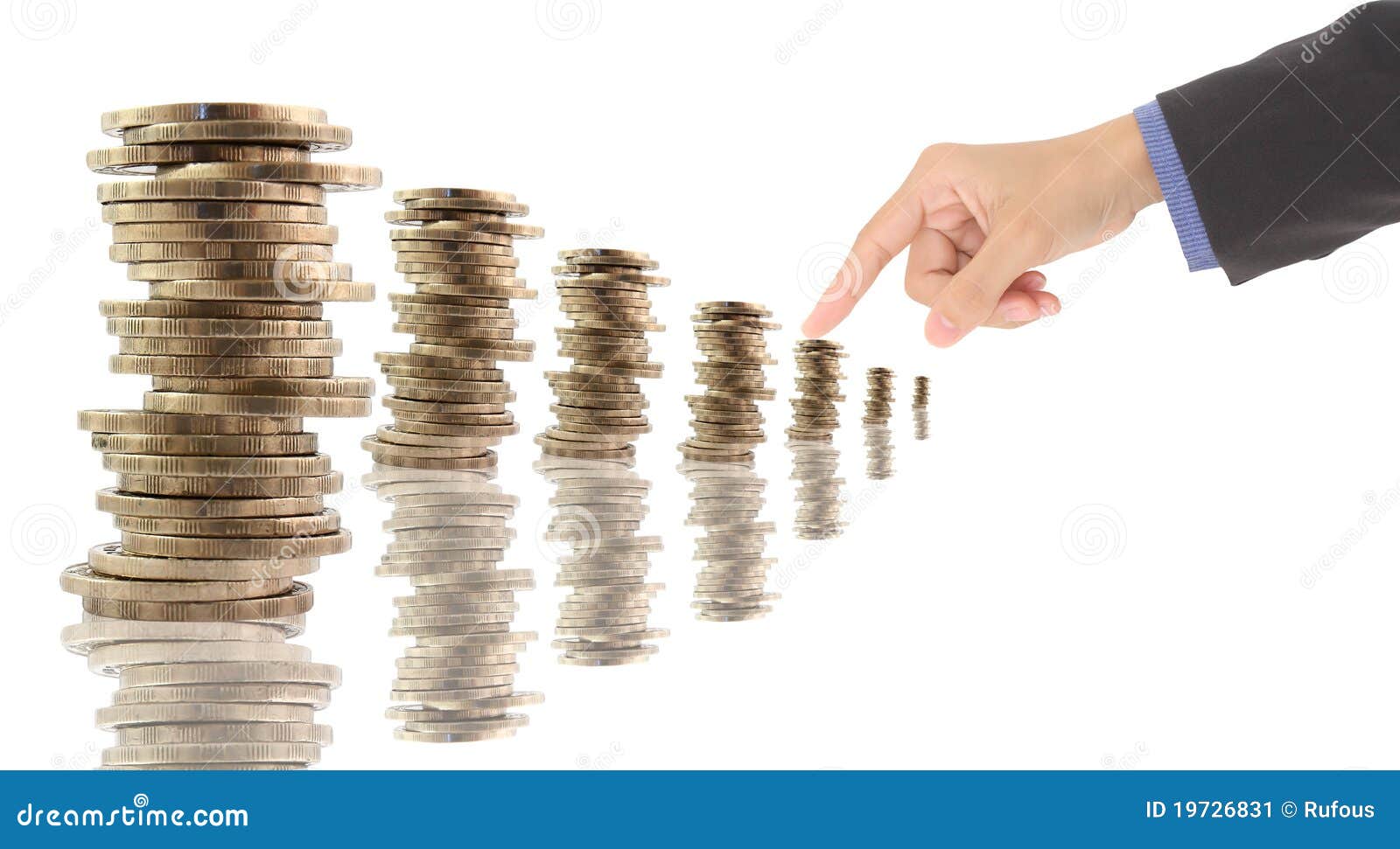 Columns of Coins Isolated on White Stock Image - Image of columns ...