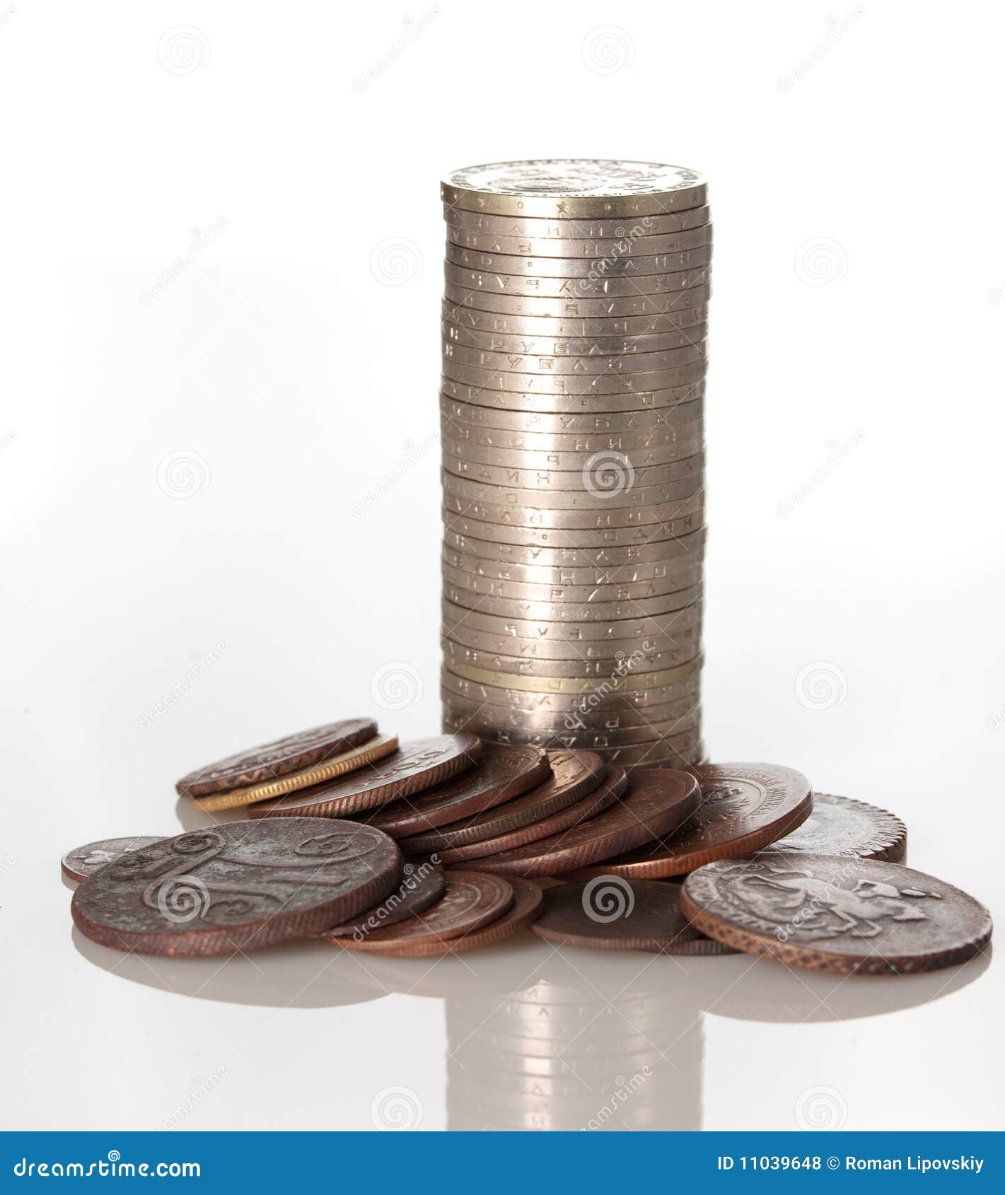 Columns of Coins Isolated on White Color Stock Photo - Image of chart ...