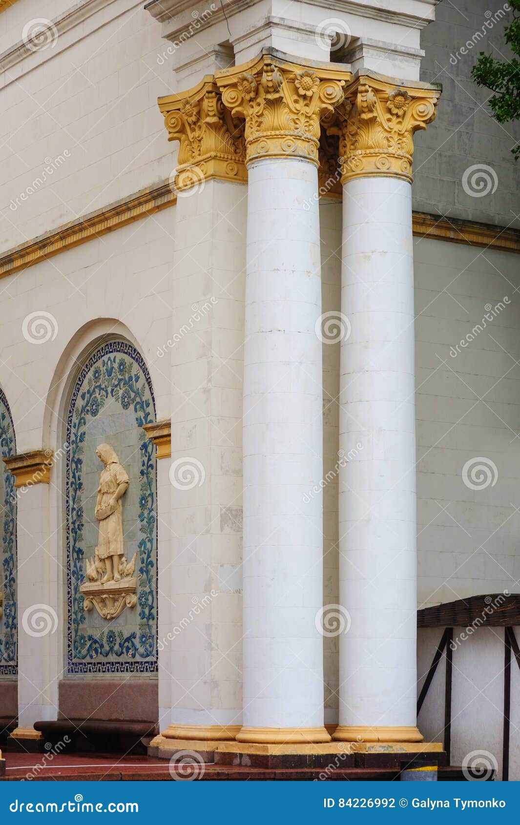 Columns on the Corner of Building Facade Stock Photo - Image of ...