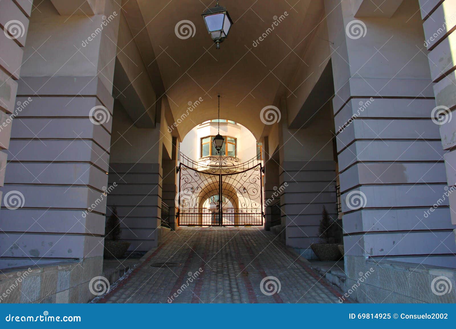 Columns, corridor, gate stock image. Image of gates, hanging - 69814925