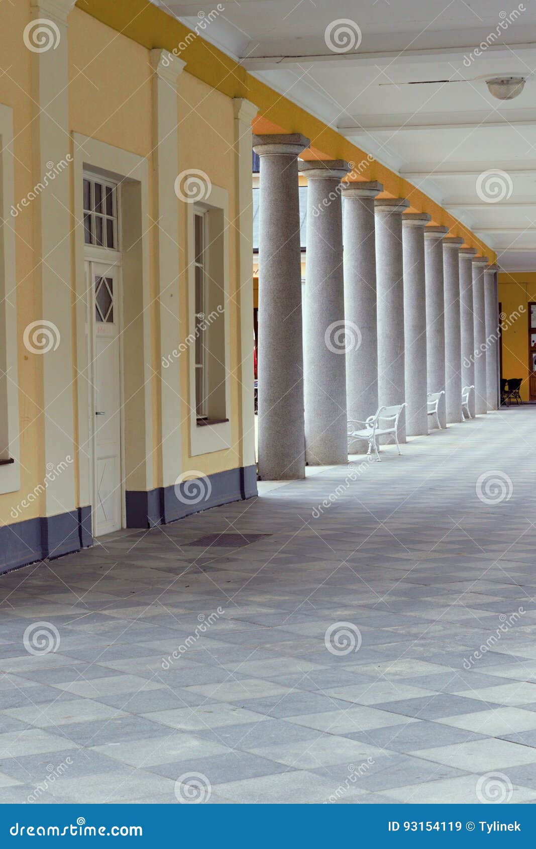 Columns in the corridor stock image. Image of treatment - 93154119