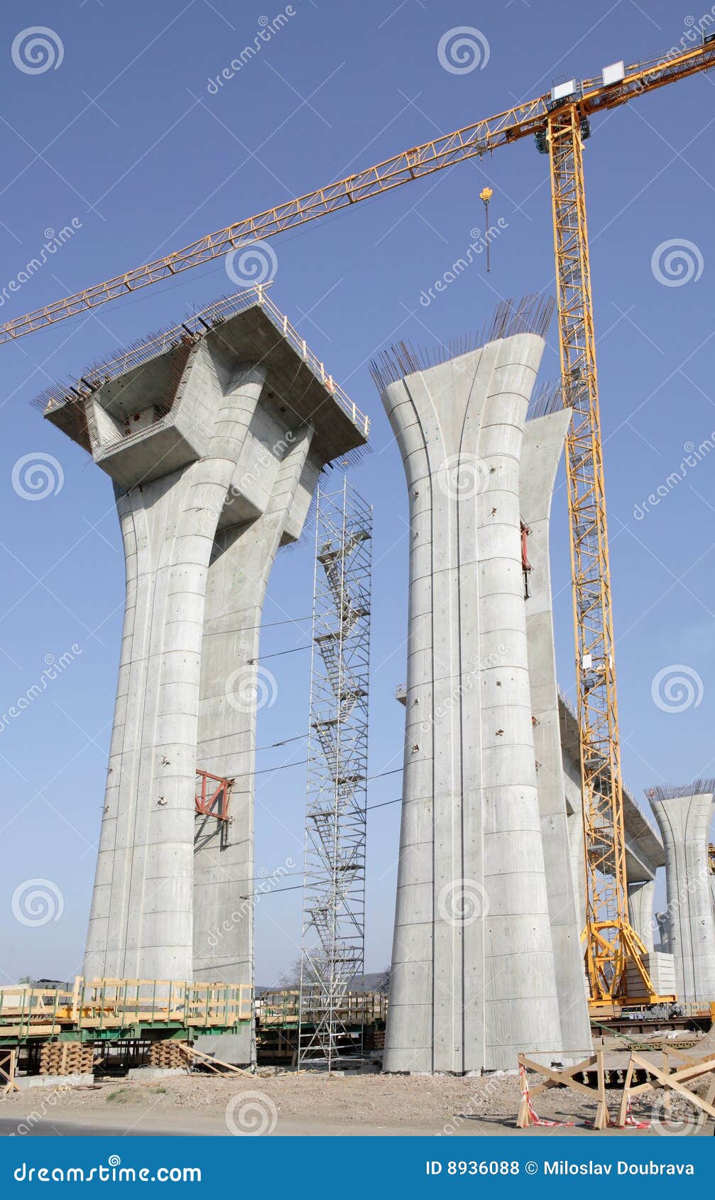 Columns and crane stock photo. Image of stairs, construction - 8936088