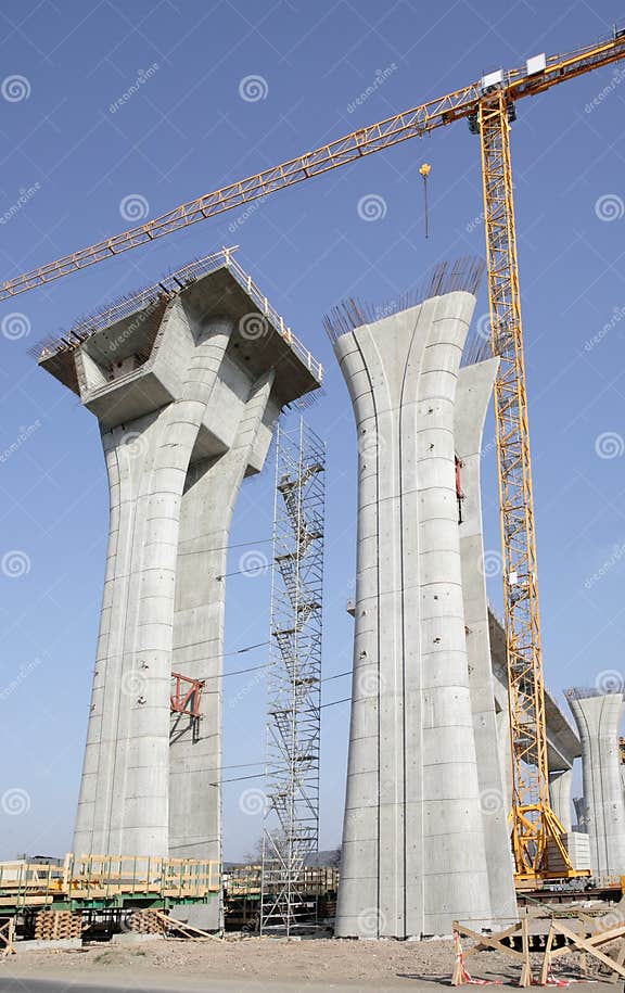 Columns and crane stock photo. Image of stairs, construction - 8936088