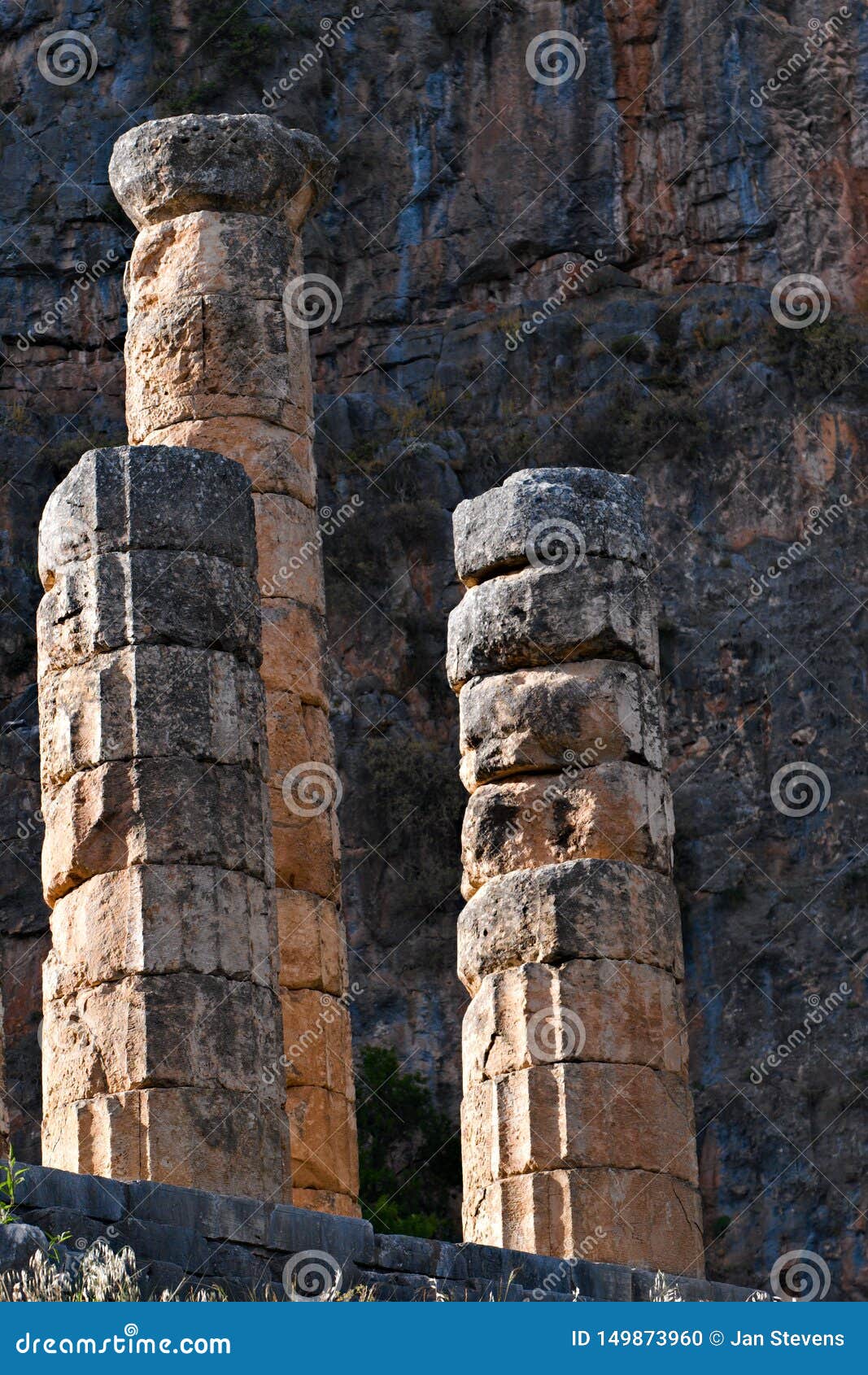 Columns at Delphi stock photo. Image of athens, temple - 149873960