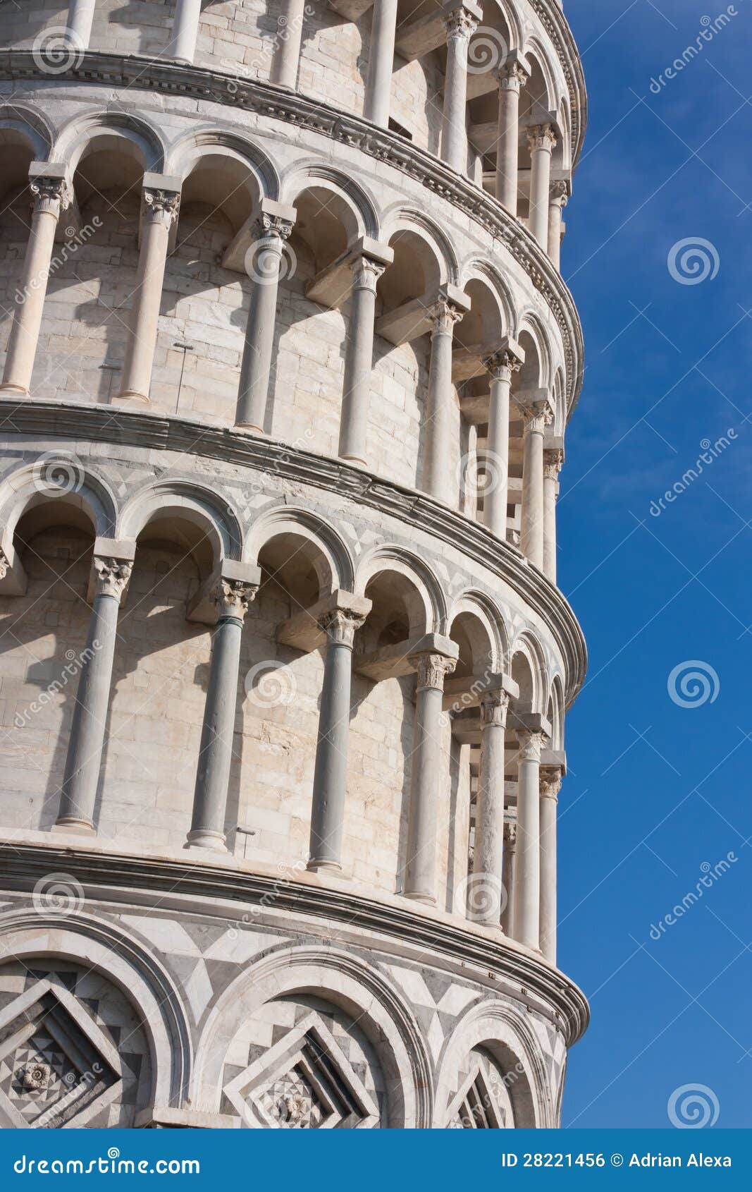 Columns Details of Leaning Tower of Pisa, Italy Stock Photo - Image of ...