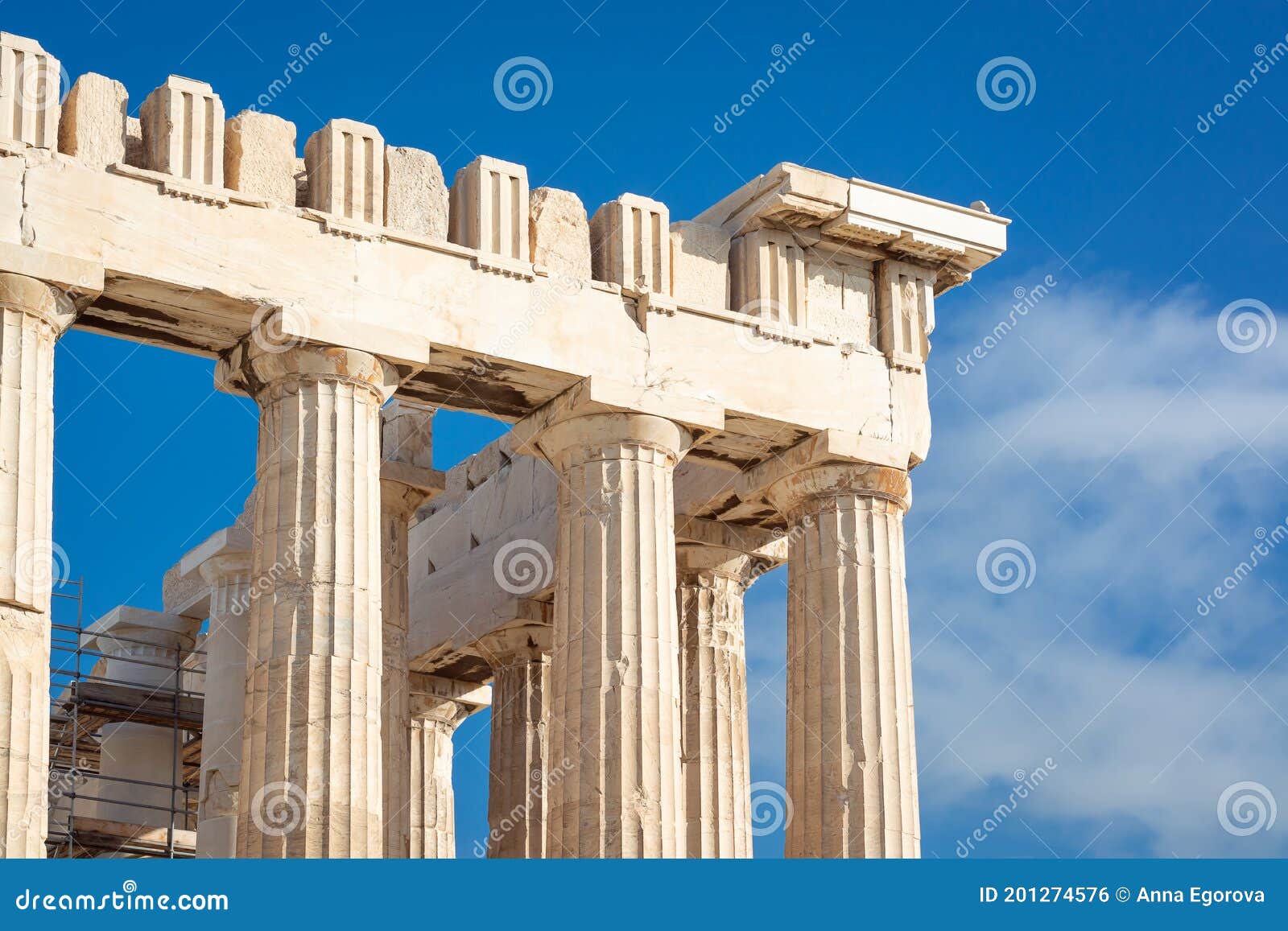 Columns of the Dorian Order of the Parthenon Stock Photo - Image of ...