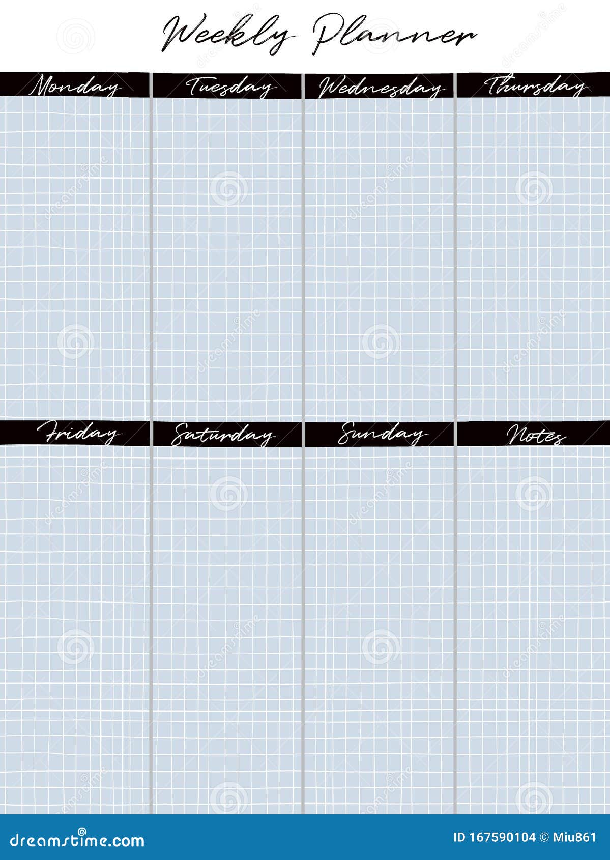 Simple Colorful Weekly Planner. Printable Vector Schedule With White ...