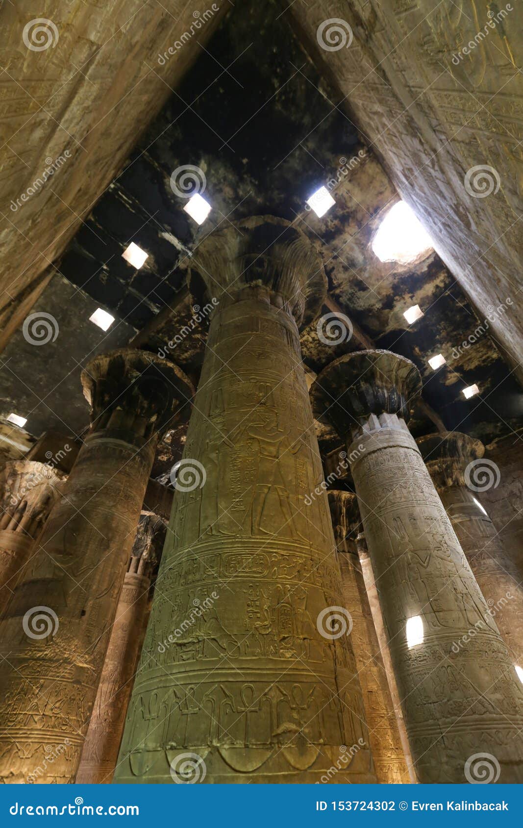 Columns in Edfu Temple, Edfu, Egypt Stock Photo - Image of temple ...