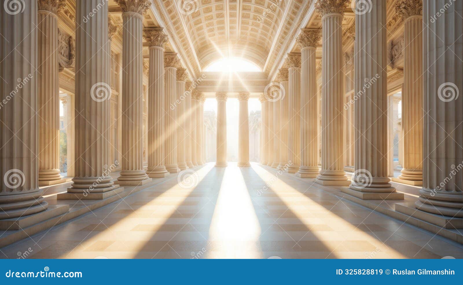 Columns and Empty Corridor Inside the Stone Temple Stock Image - Image ...