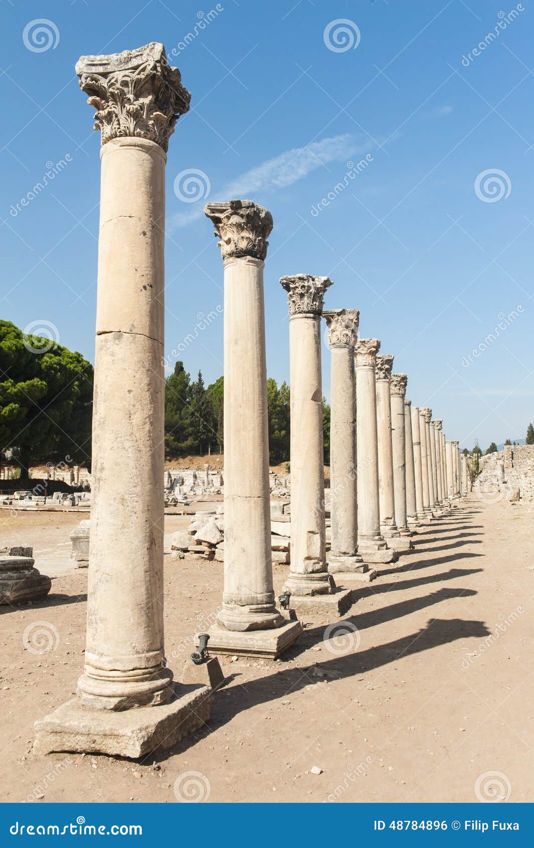 Columns in Ephesus stock photo. Image of attic, attraction - 48784896