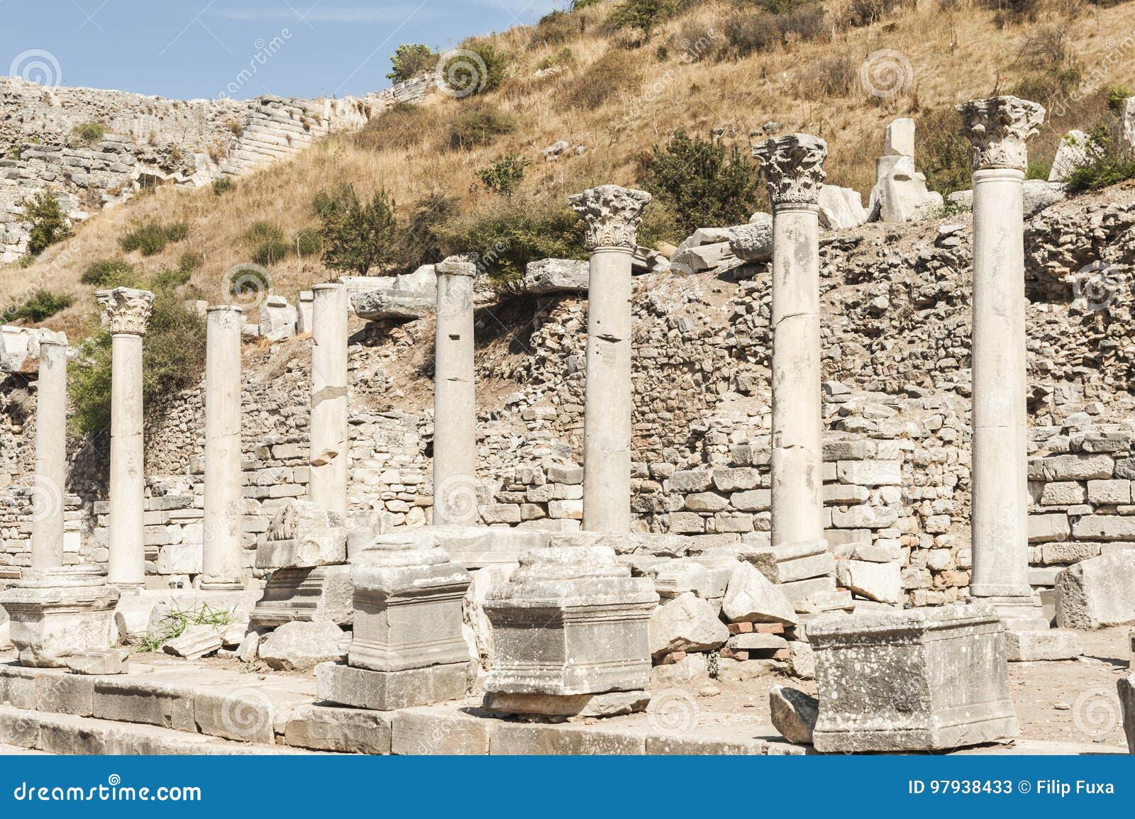 Columns in Ephesus stock image. Image of archeology, aegean - 97938433