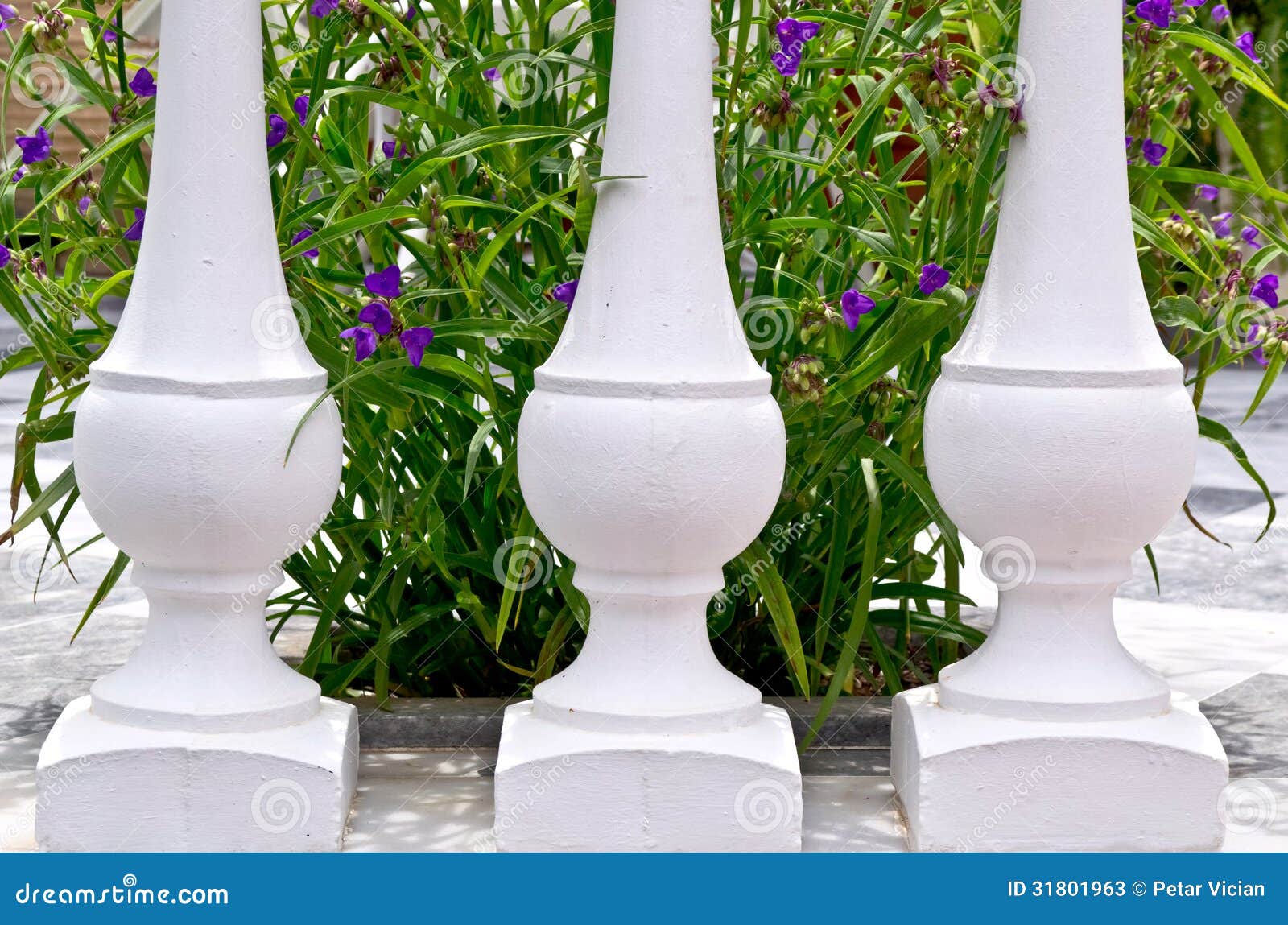 Columns and flowers stock image. Image of yard, garden - 31801963