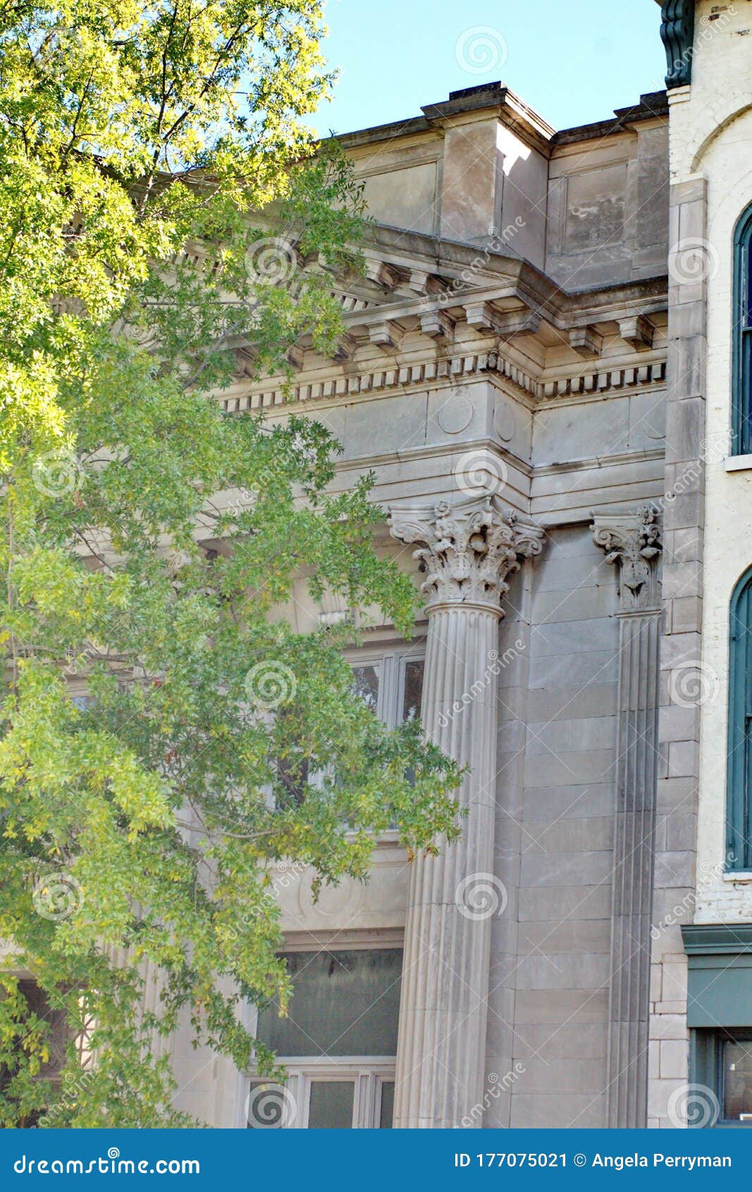 Columns on the Front Facade of a Building Stock Image - Image of ...