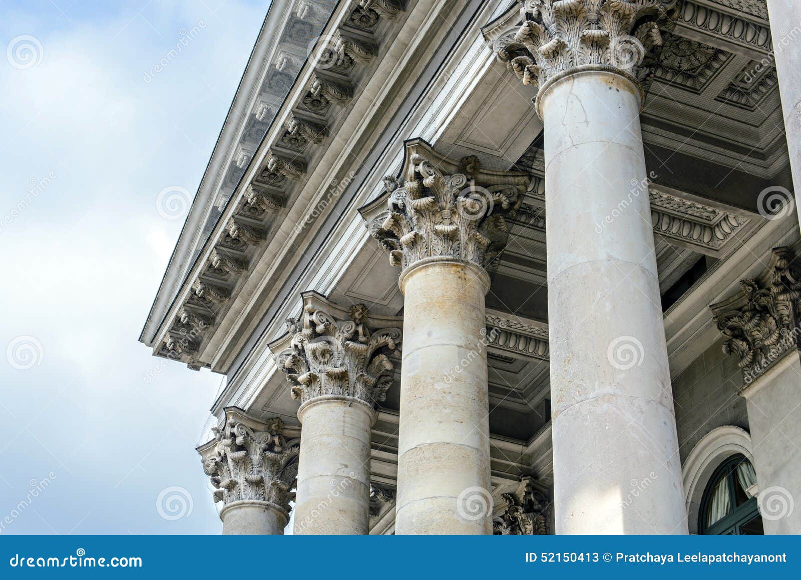 Columns in Front of Facade Roof Stock Image - Image of design, house ...