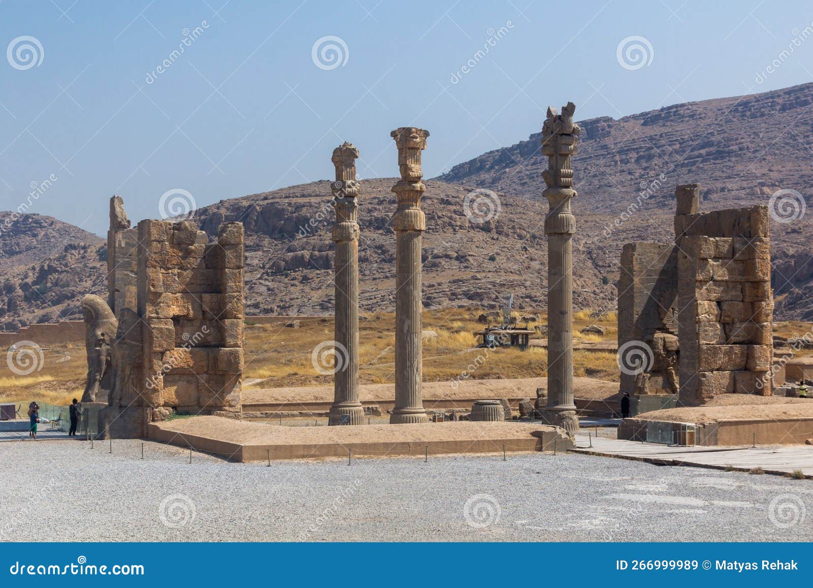 Columns at the Gate of Nations in Persepolis, Ir Stock Image - Image of ...