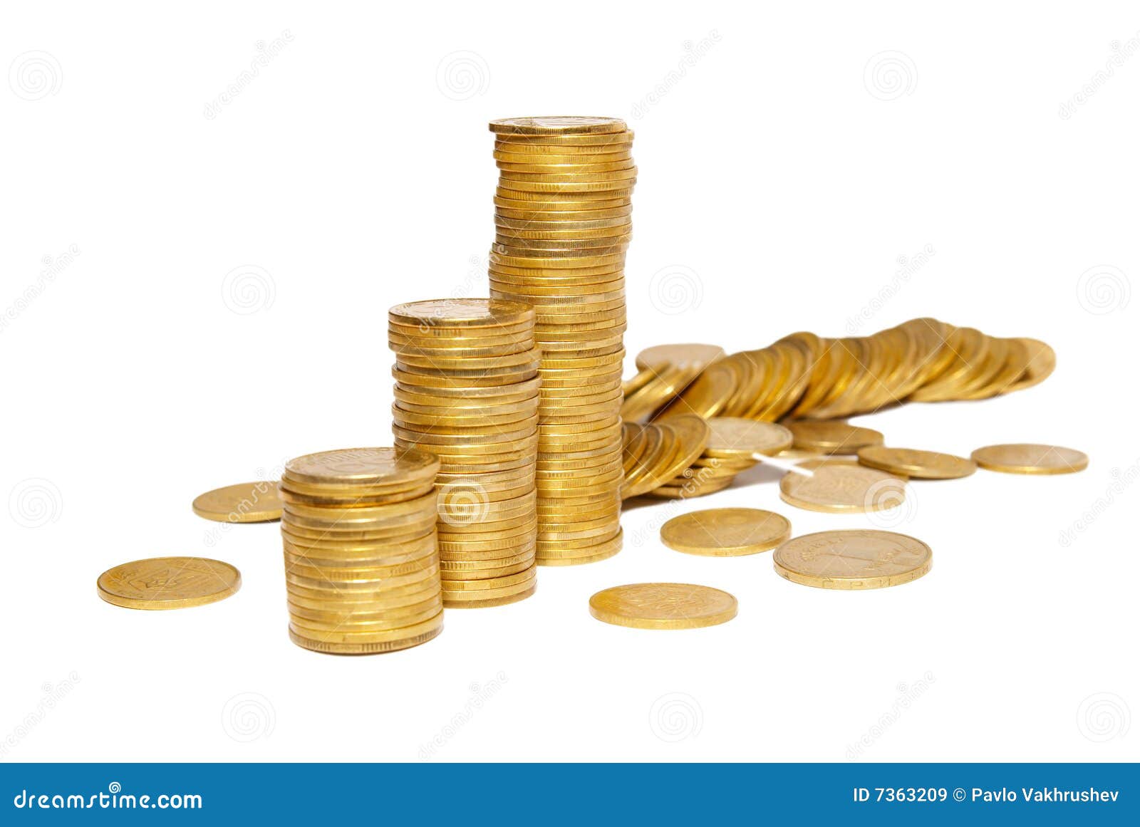 Columns of golden coins stock image. Image of business - 7363209