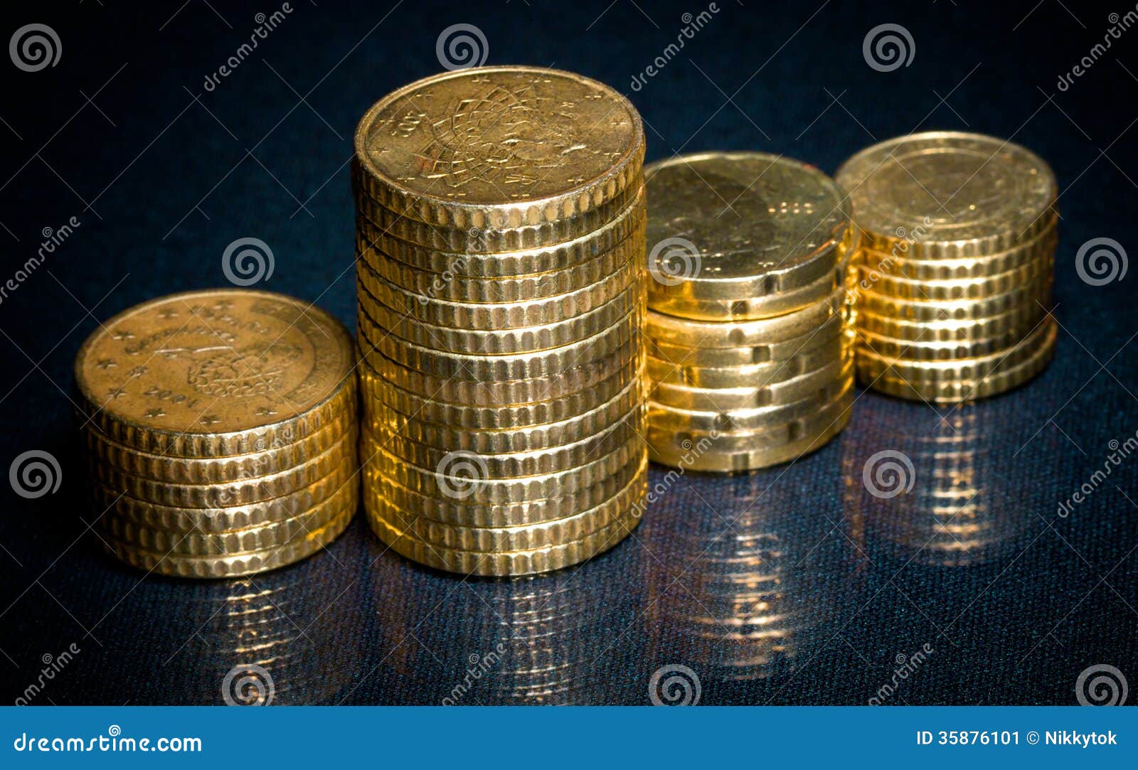 Columns of golden coins stock image. Image of financial - 35876101