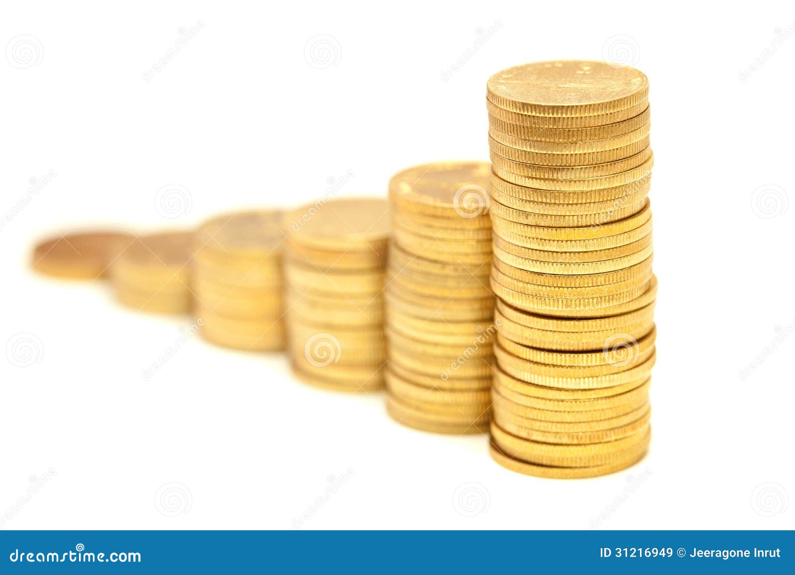 Columns of golden coins stock image. Image of metal, high - 31216949