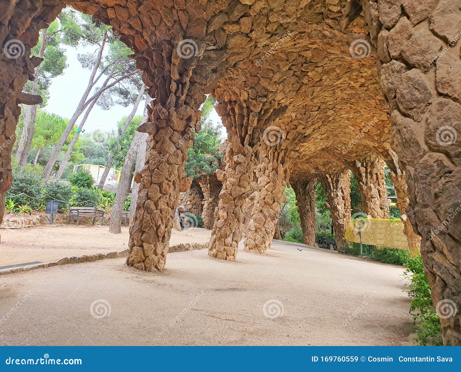 Columns from Guell Park stock image. Image of cropped - 169760559